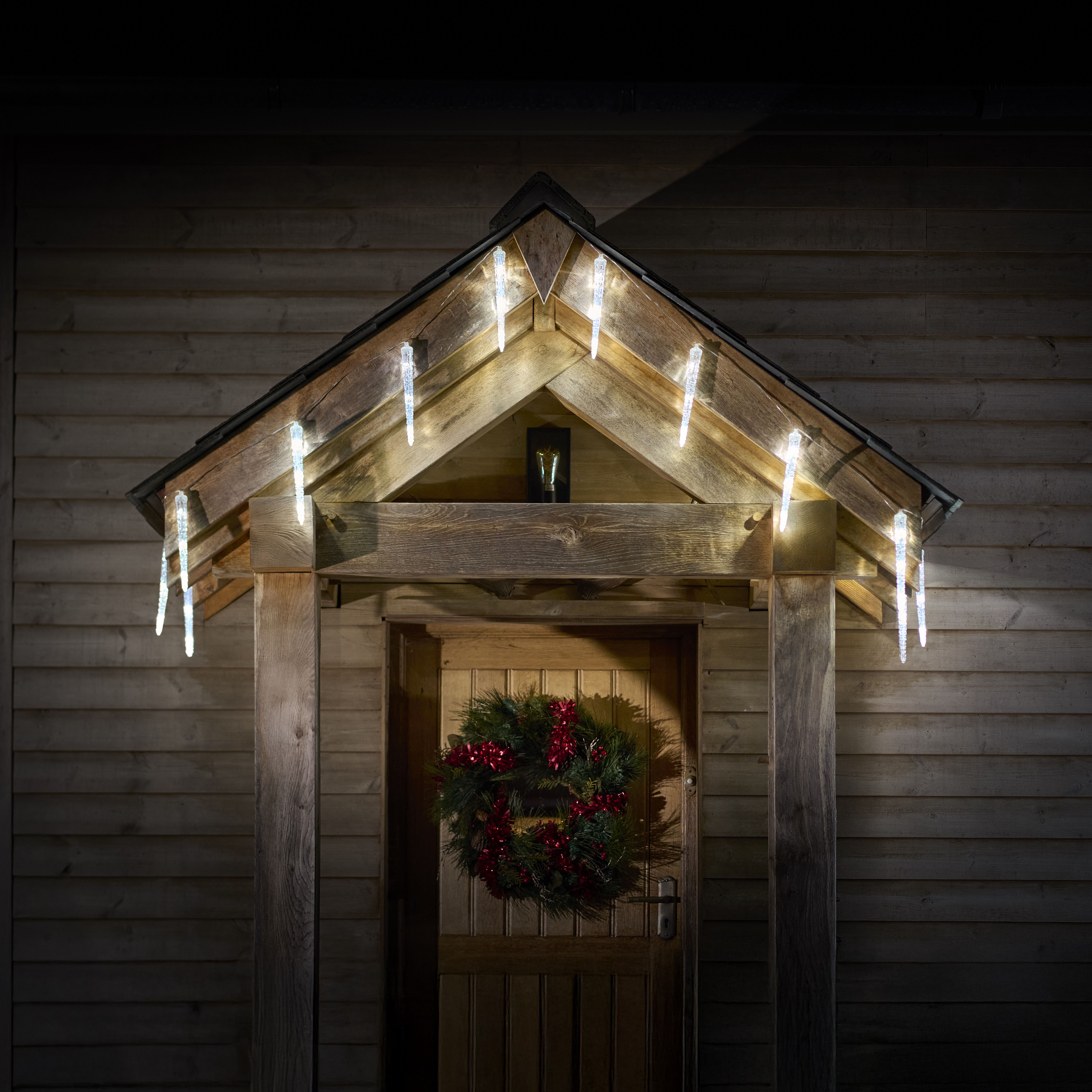 20 Ice white LED String lights With timer function Clear cable