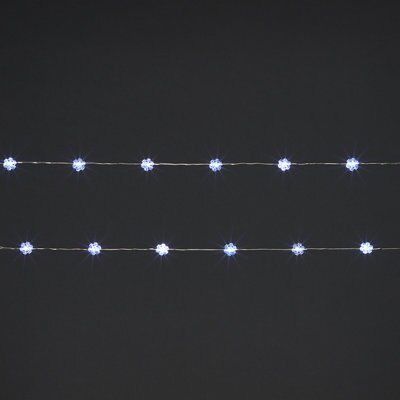 20 Ice white Snowflake wire LED String lights Silver cable | DIY at B&Q