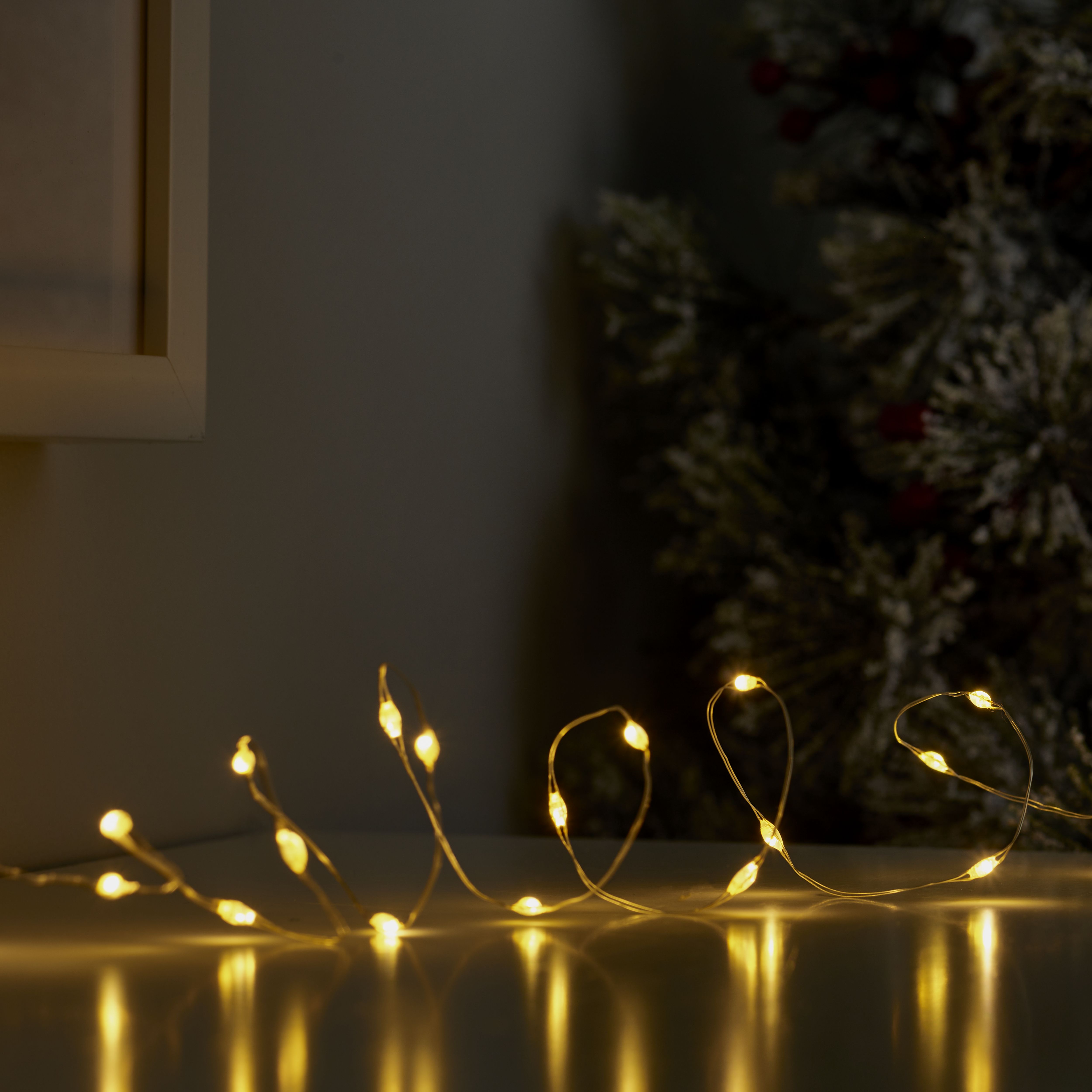 20 Multi White LED String lights With timer function Silver cable