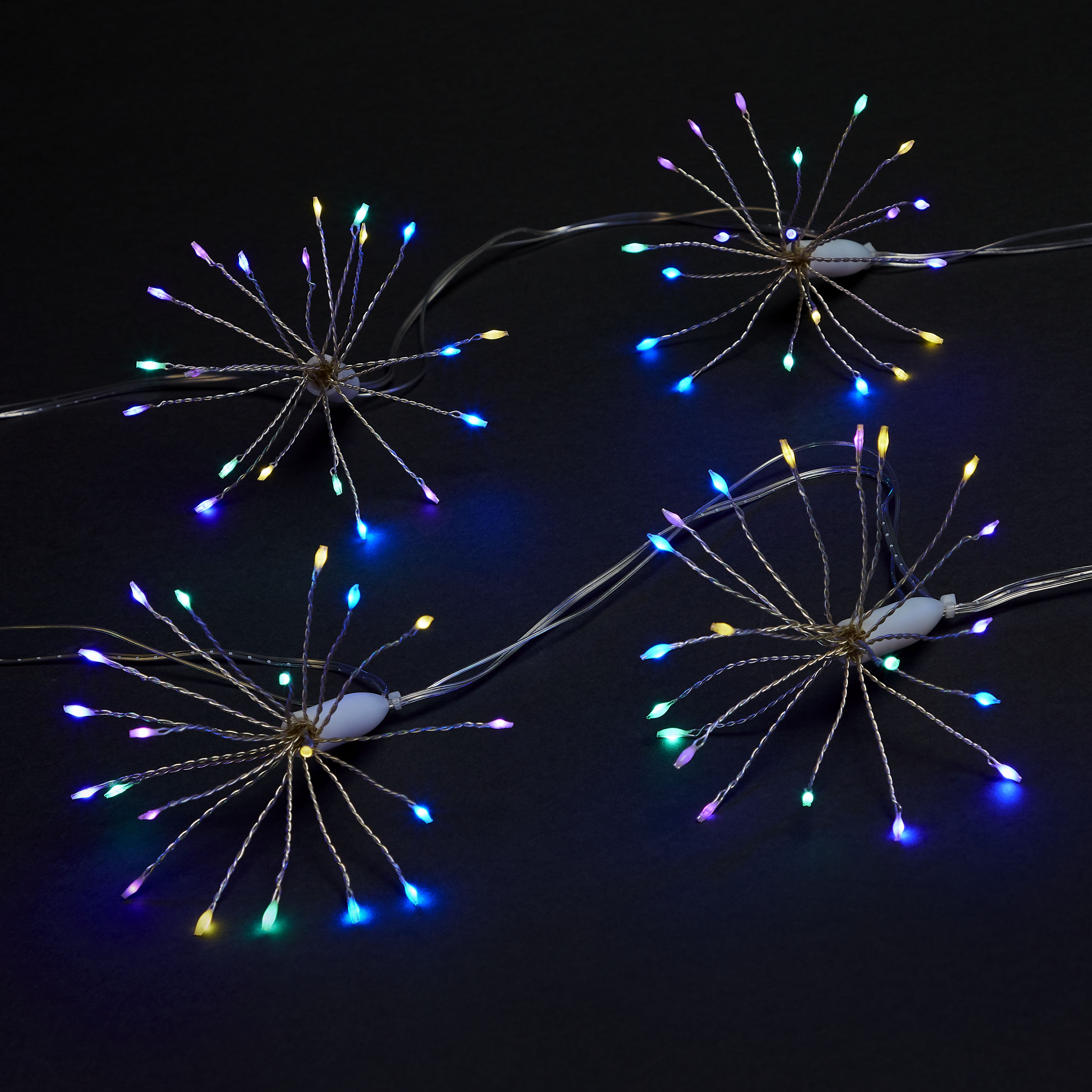 200 Rainbow Starburst LED String lights With timer function & 3m Clear ...