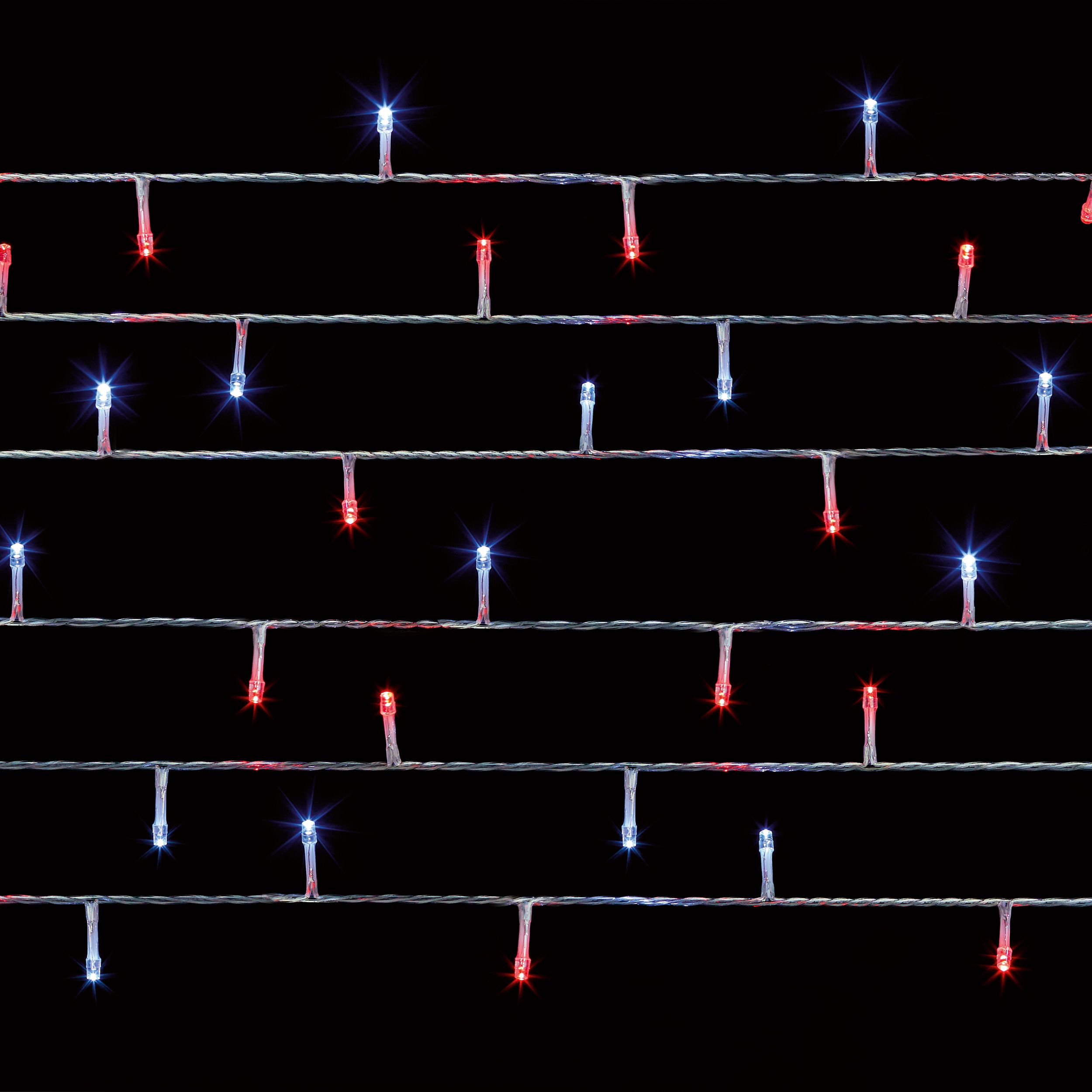 200 White/red Multi-action Supabrights LED String lights Timer function Clear cable