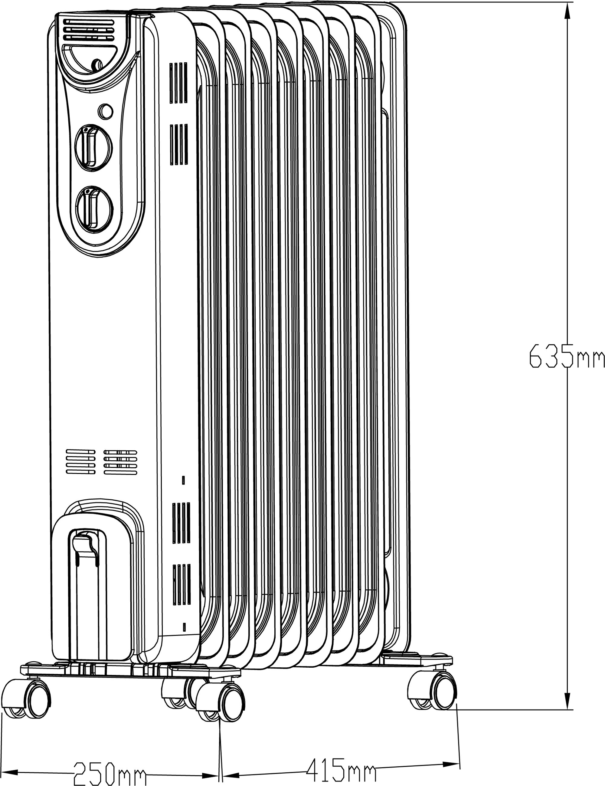 2000W White Oil-filled radiator