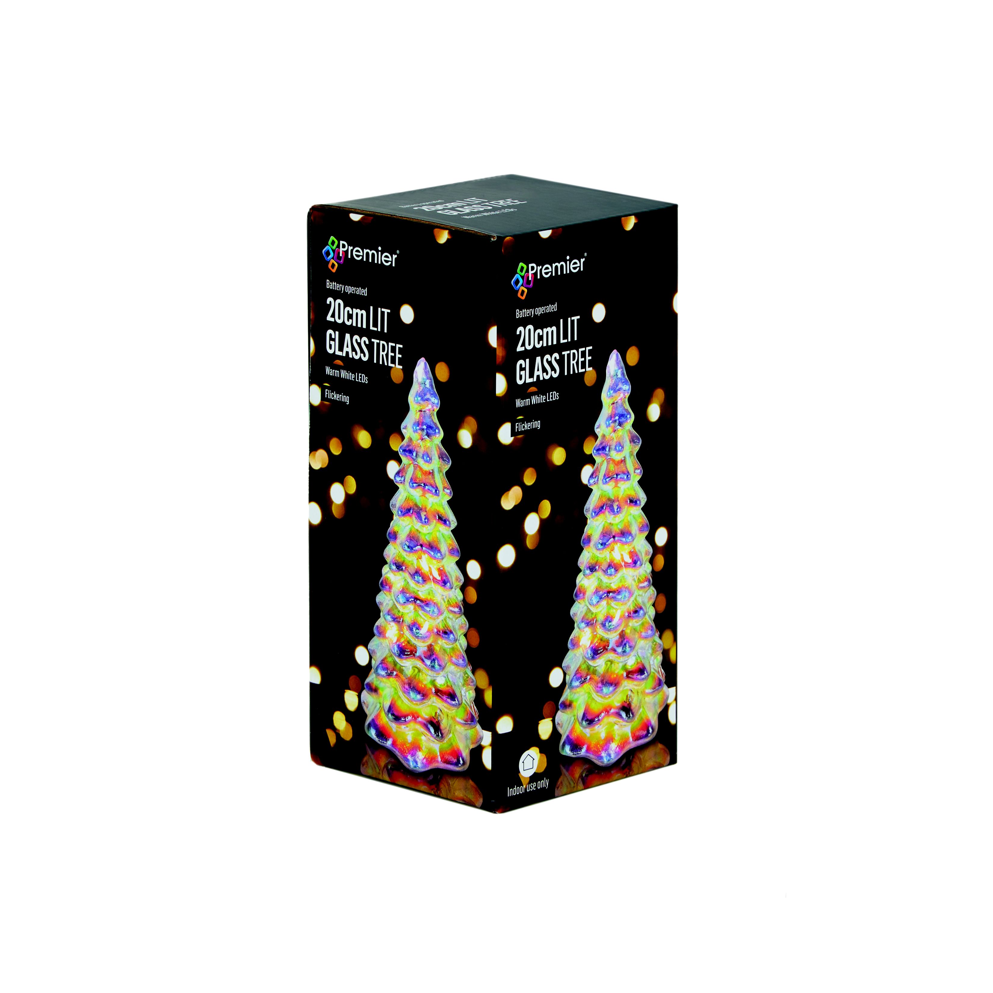 200mm White Glass Indoor Pre-lit glass Table top tree