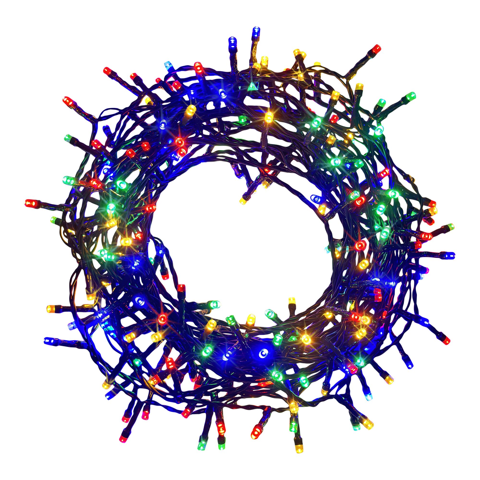 240 Multicolour LED String lights With timer function Green cable