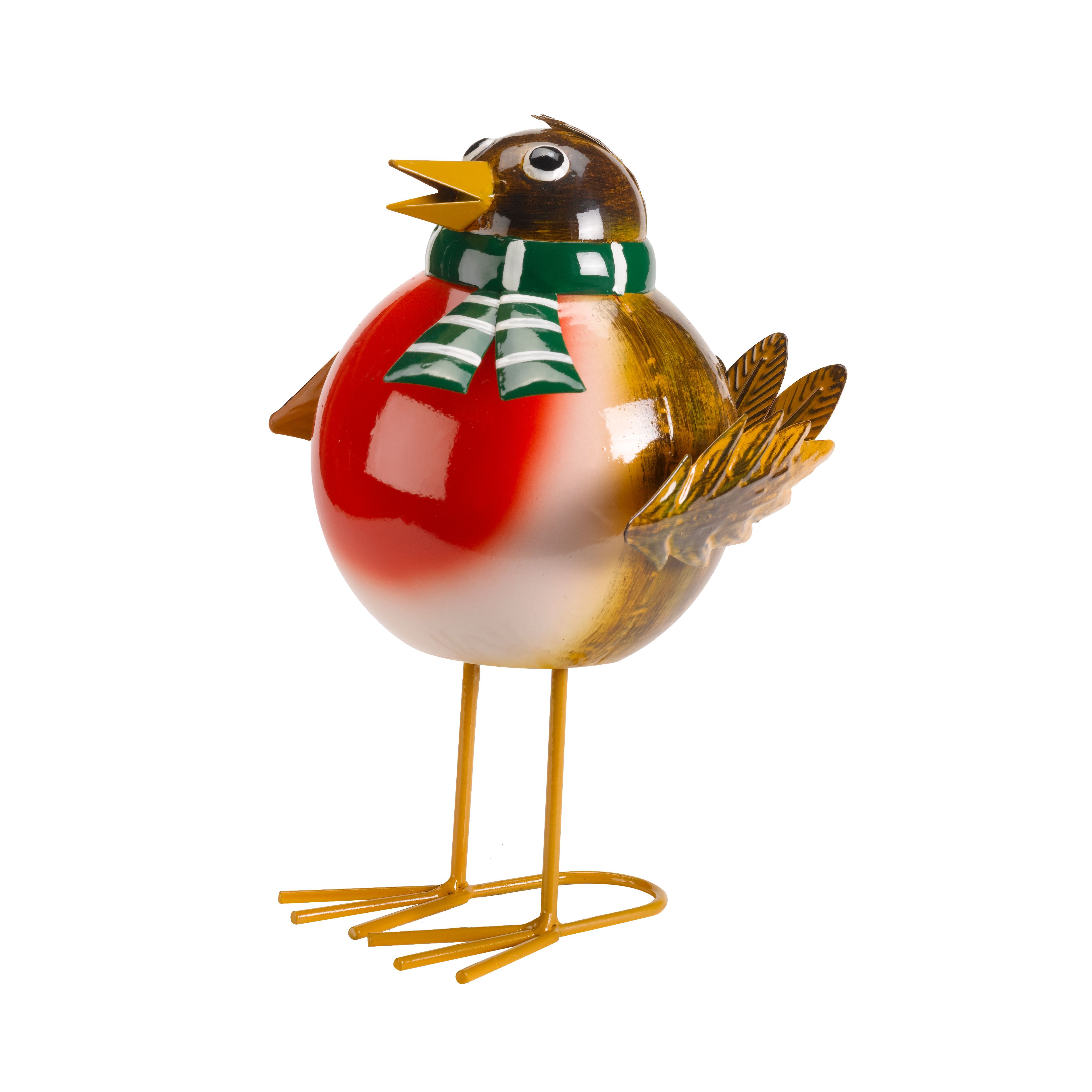 250mm Red & Brown Metal Indoor Rocking Robin Christmas decoration