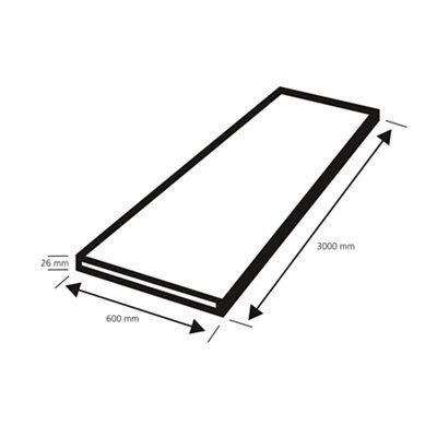 26mm Solid oak Square edge Kitchen Worktop, (L)3000mm