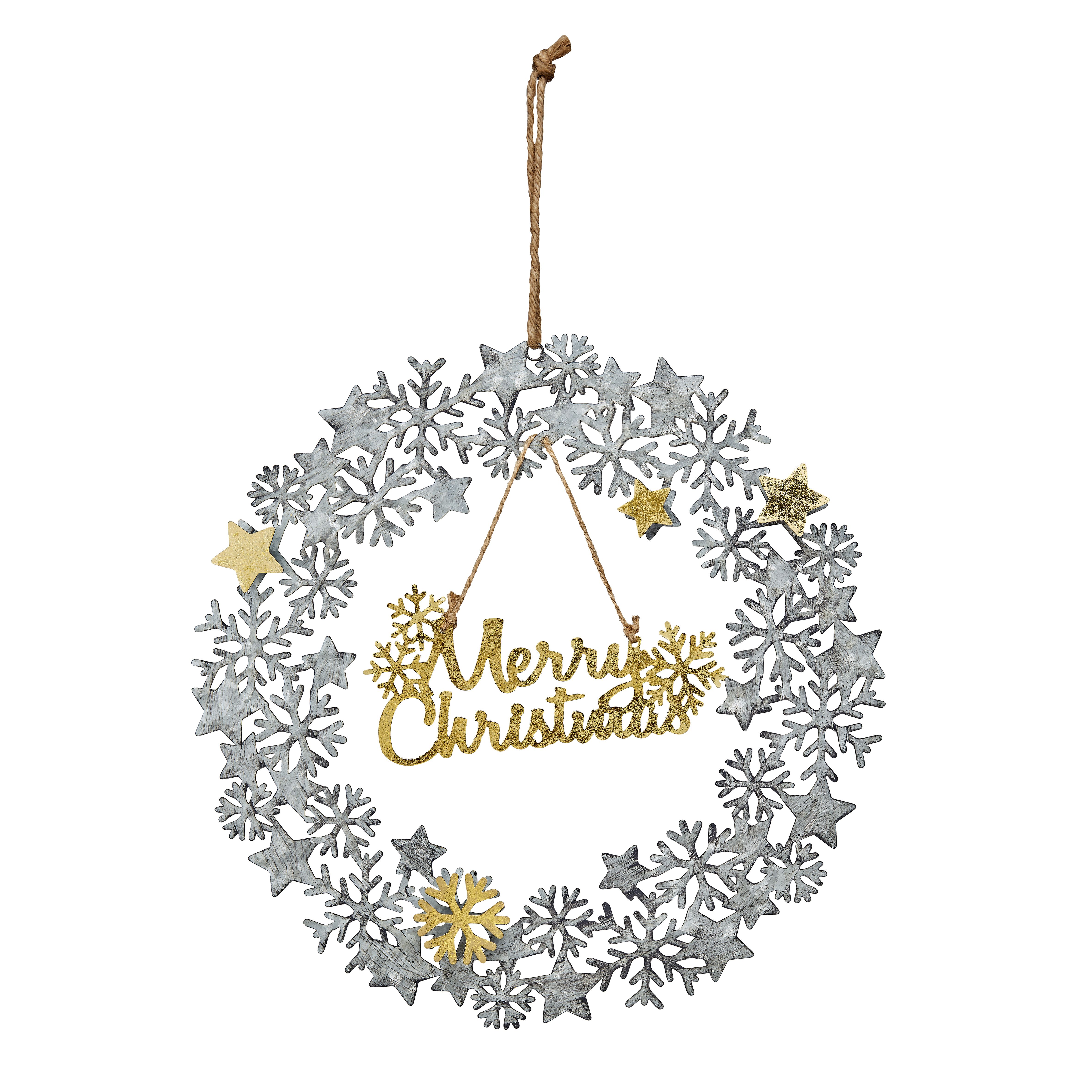 28cm Natural Merry Christmas Wreath