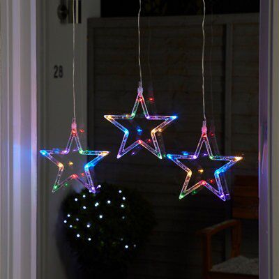 3 Multicolour Star LED Window light with Clear cable | DIY at B&Q