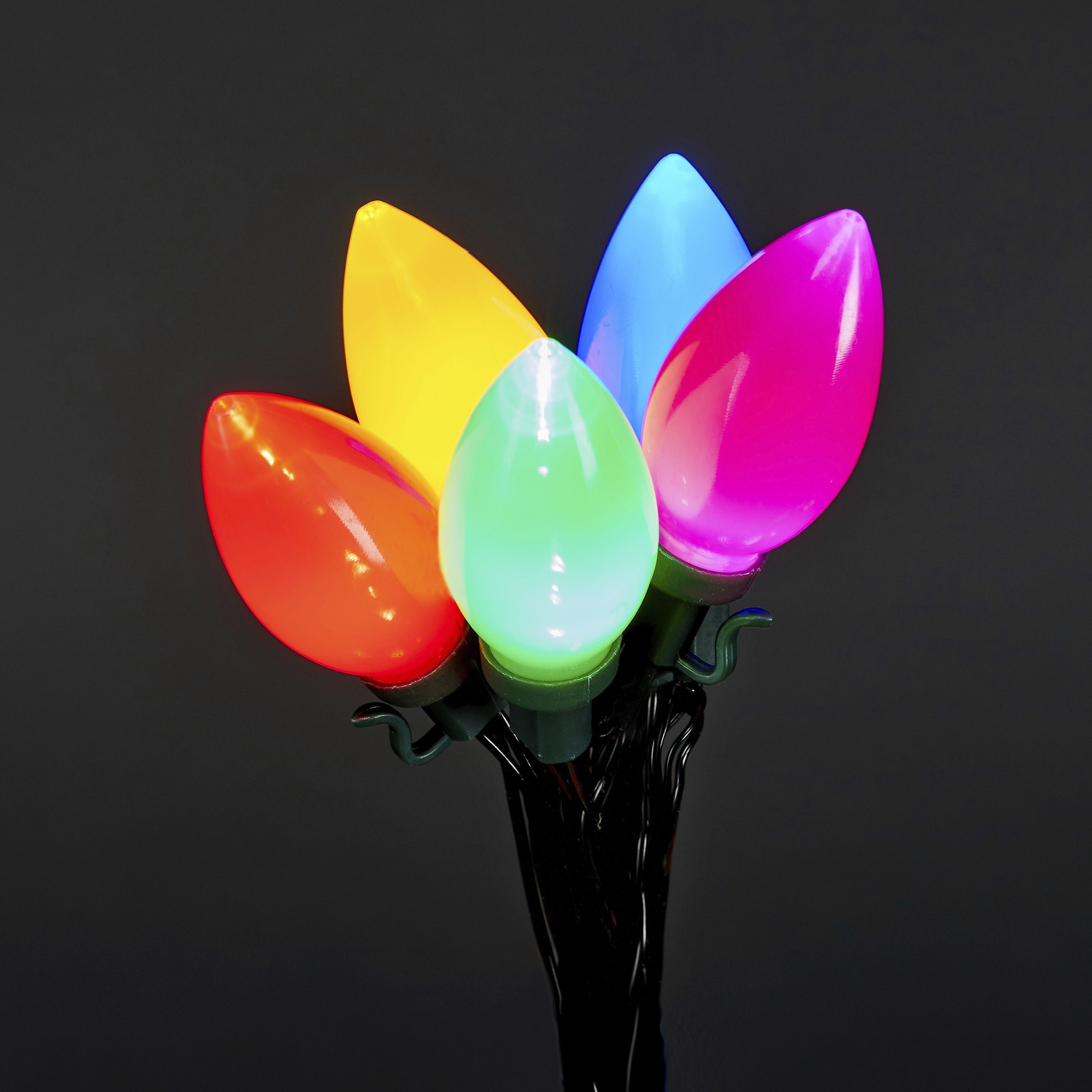 30 Multicolour LED String lights With timer function & 18m Green cable