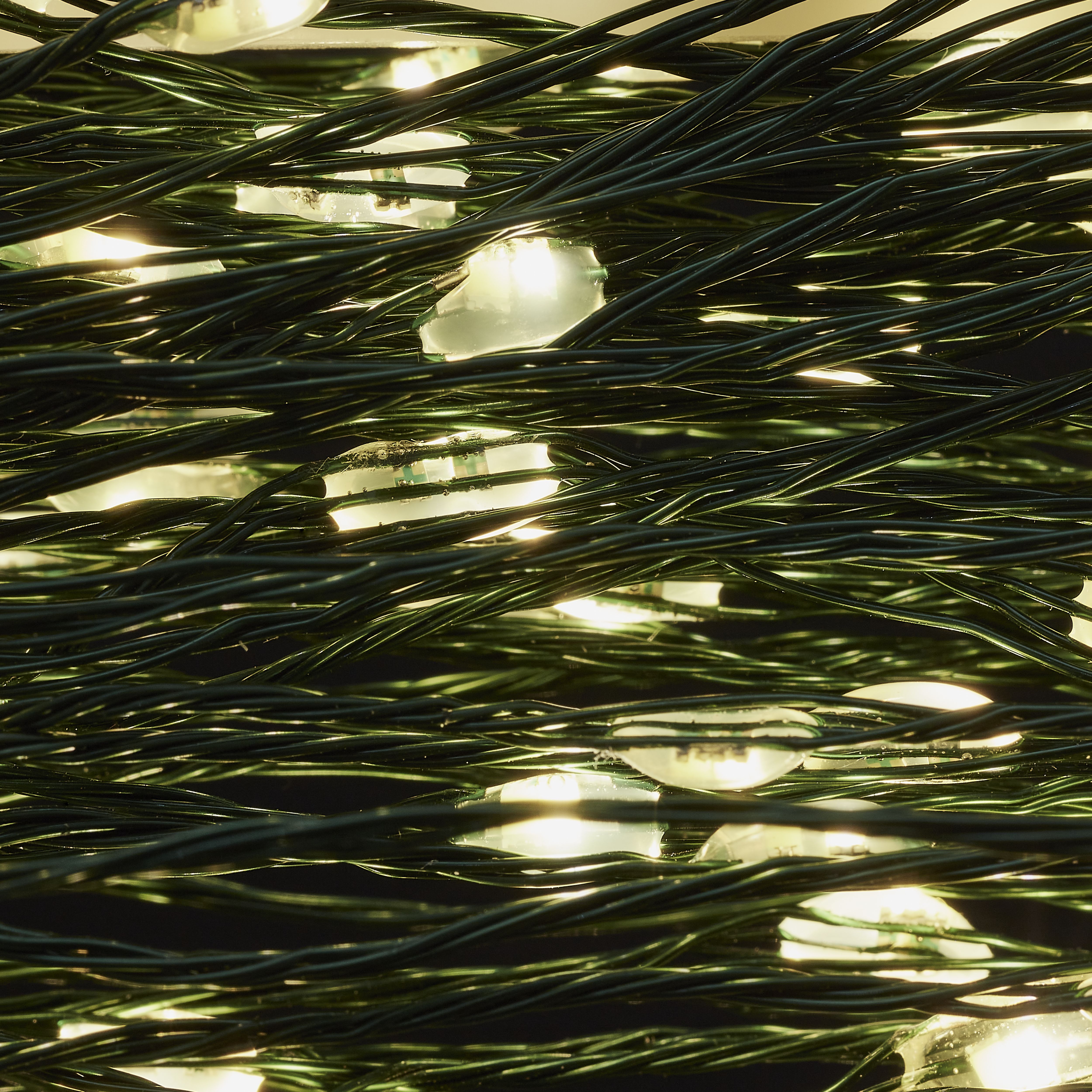 300 Ice white & warm white LED String lights With timer Green cable