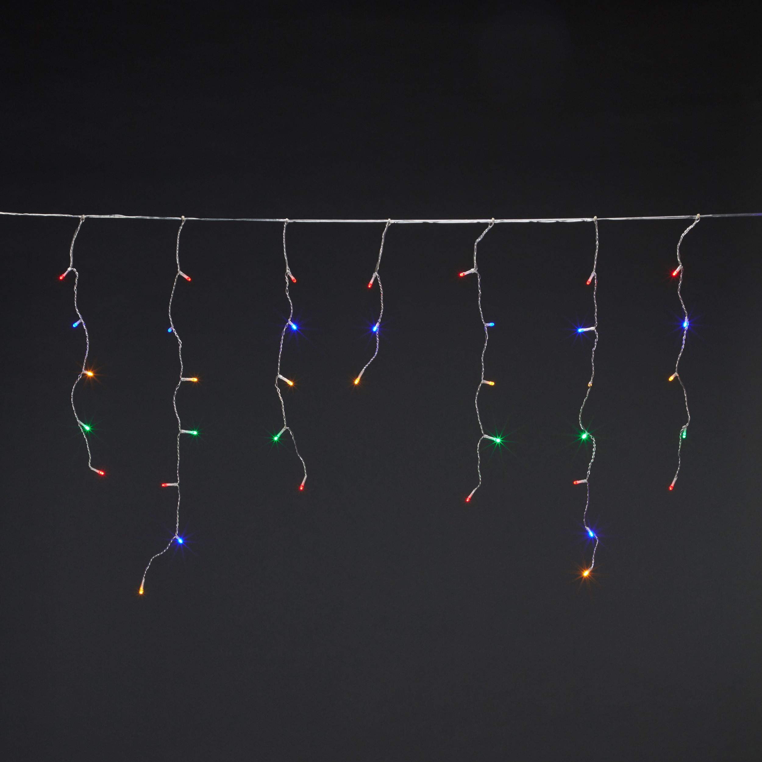 300 Multicolour LED Icicle lights With timer Clear cable