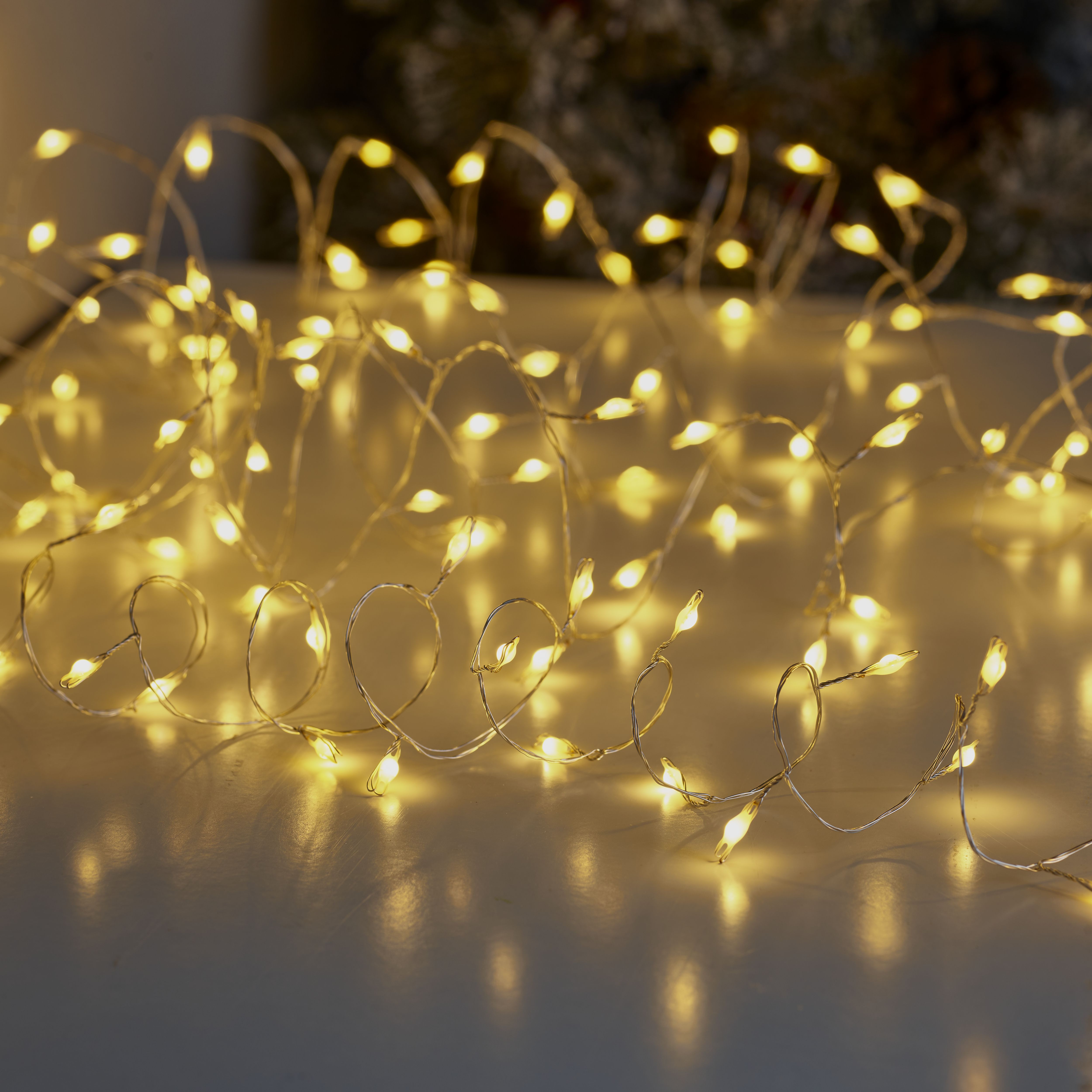 300 Warm white Copper wire LED Cluster string light with Silver cable ...