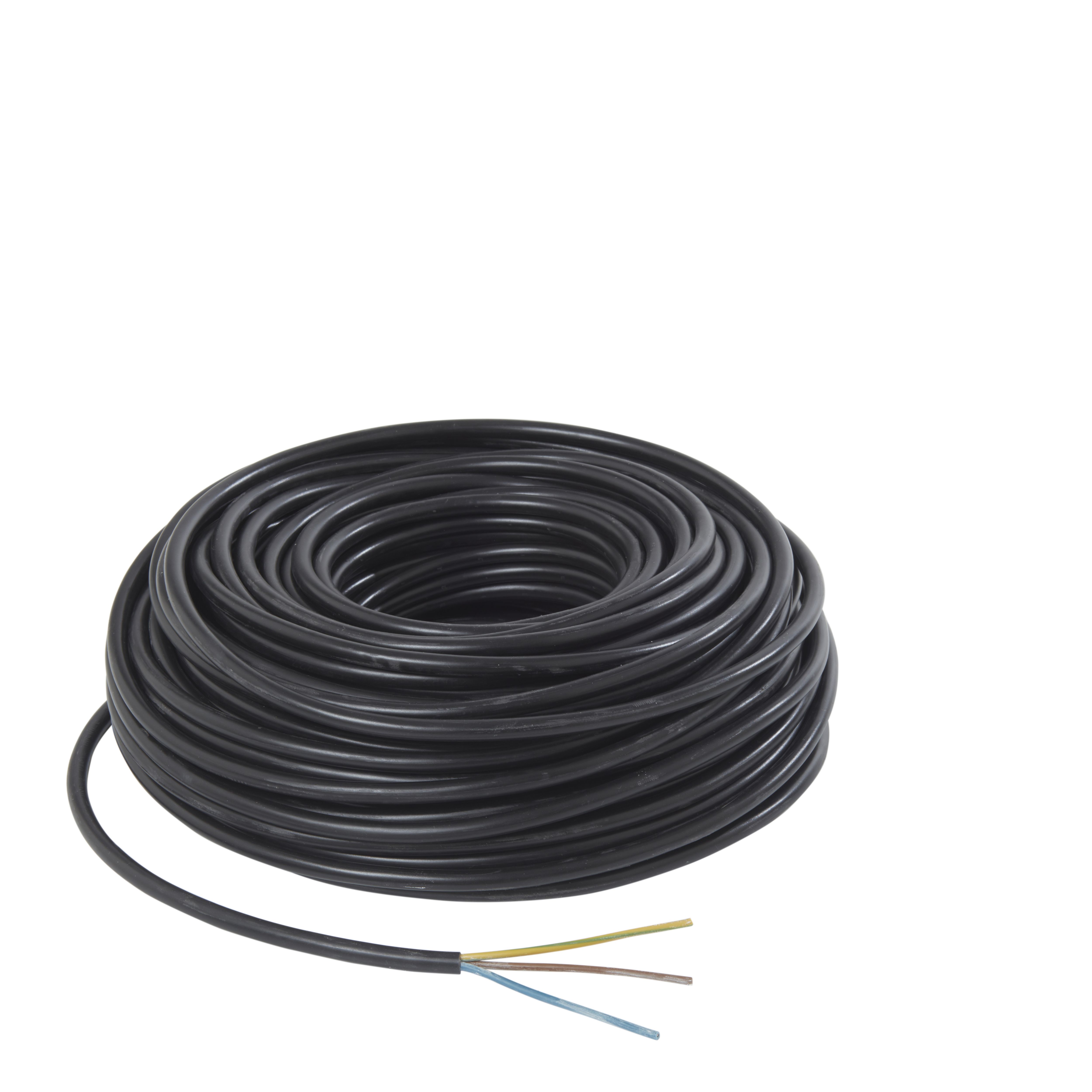 3183Y Black 3-core Multi-core cable 1.5mm² x 50m | DIY at B&Q
