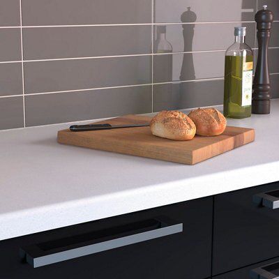 34mm Nordic Grey & white Stone effect Earthstone Round edge Kitchen ...