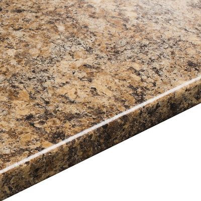 38mm Butterum etched Brown Laminate Round edge Kitchen Worktop, (L ...