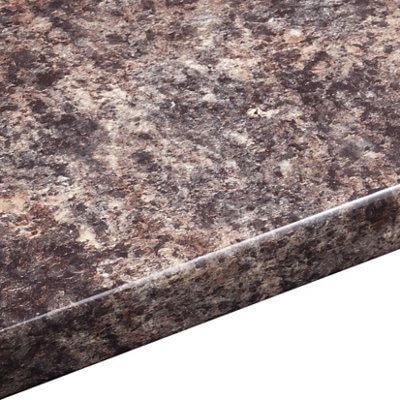 38mm Jamocha Gloss Brown Laminate Round edge Kitchen Worktop, (L)3000mm ...