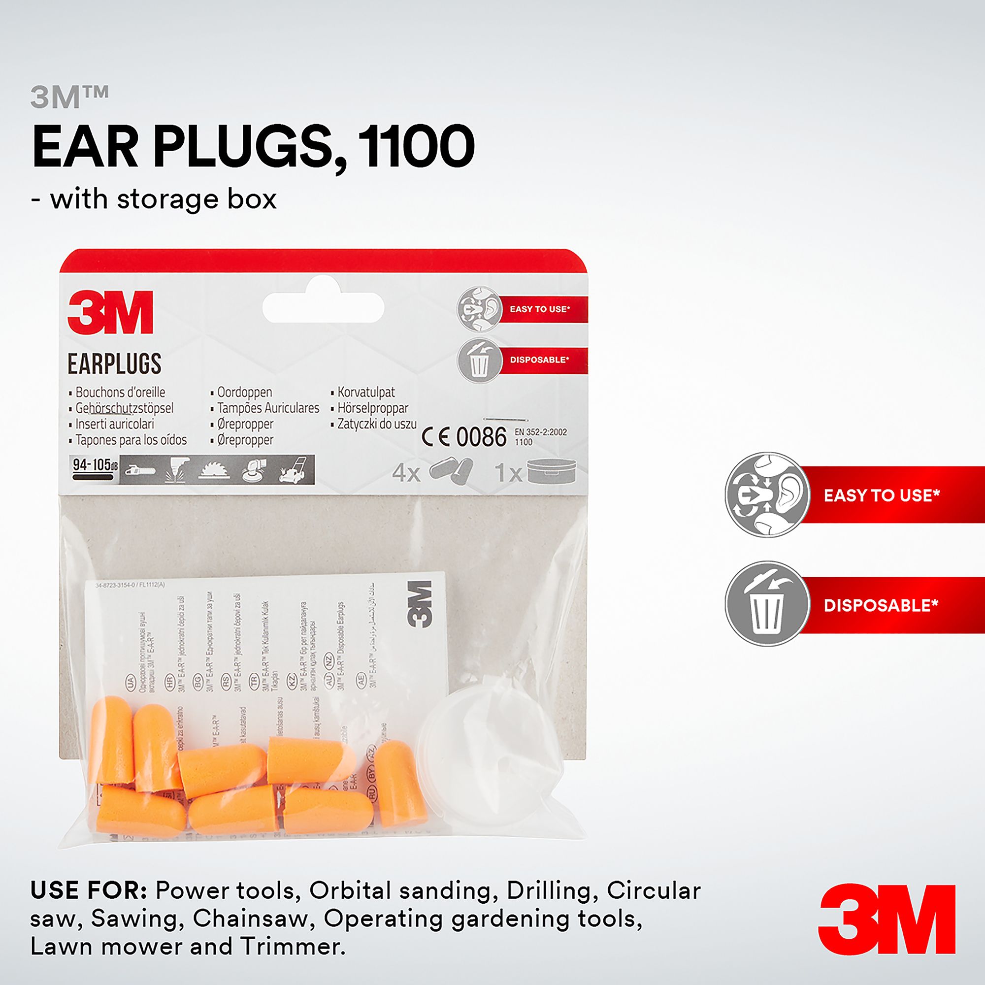 3M 1100 Uncorded ear plugs, Pack of 30