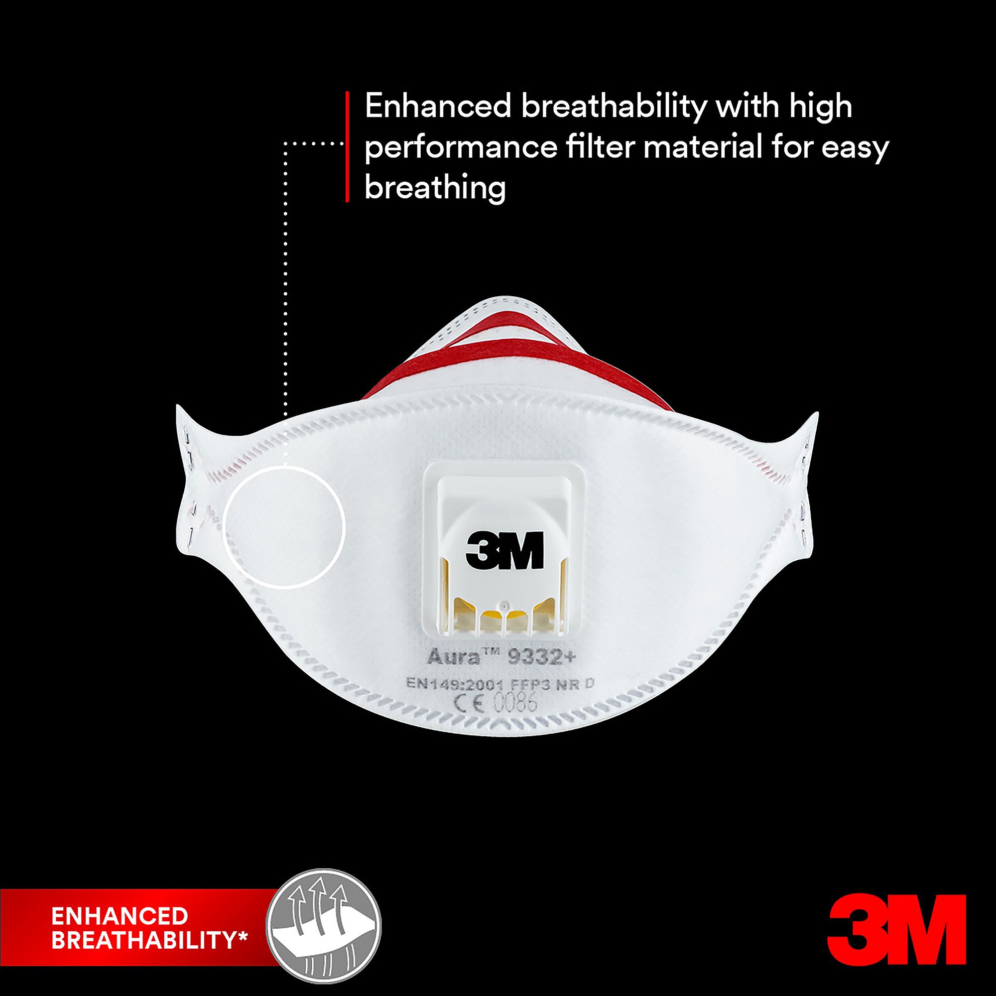 3M Aura FFP3 Valved Disposable dust mask 9332+