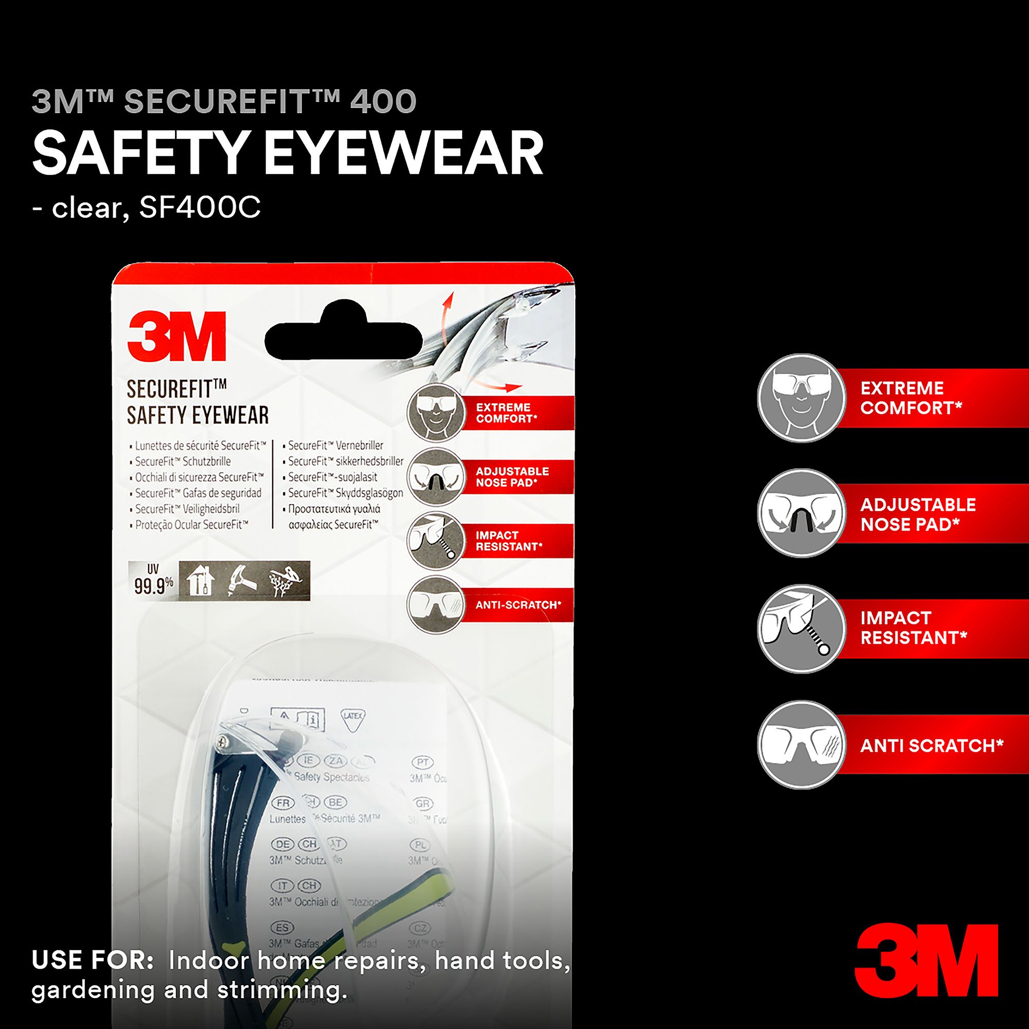 3M Clear lens Safety specs - SecureFit400