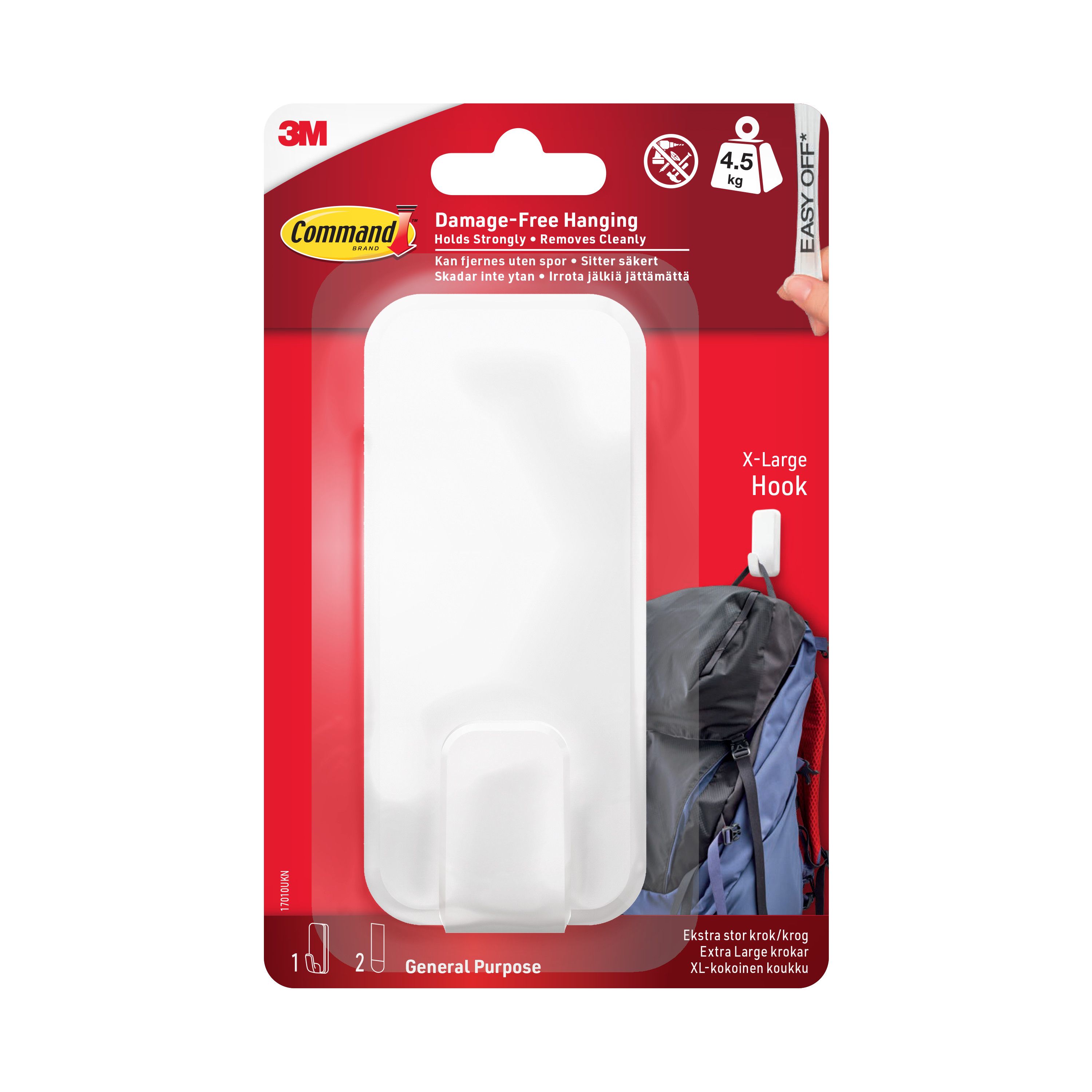 3M Command Extra large White Utility Adhesive hook (Holds)4.5kg at B&Q