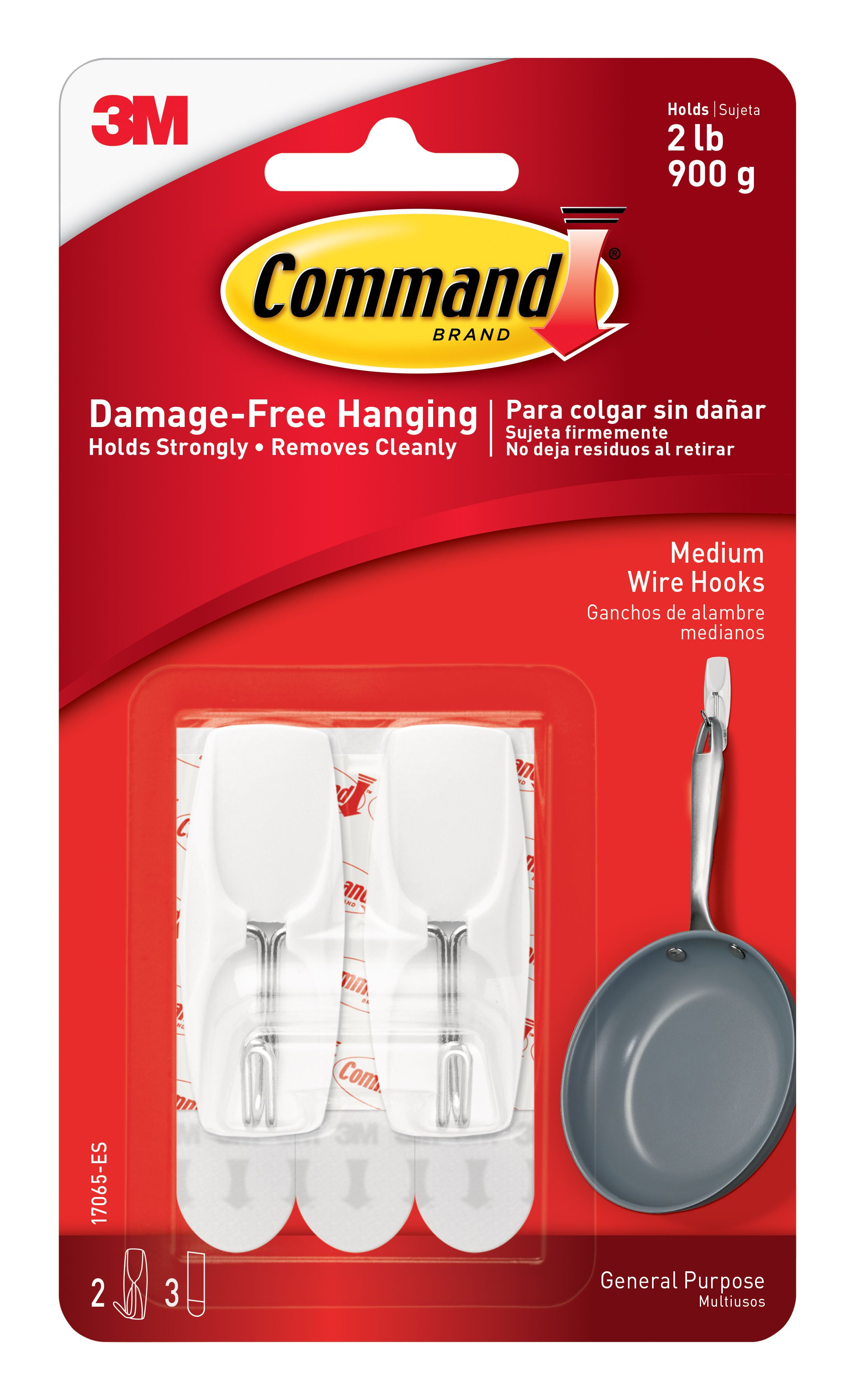 3M Command Medium White Toggle hooks (Holds)900g, Pack of 2