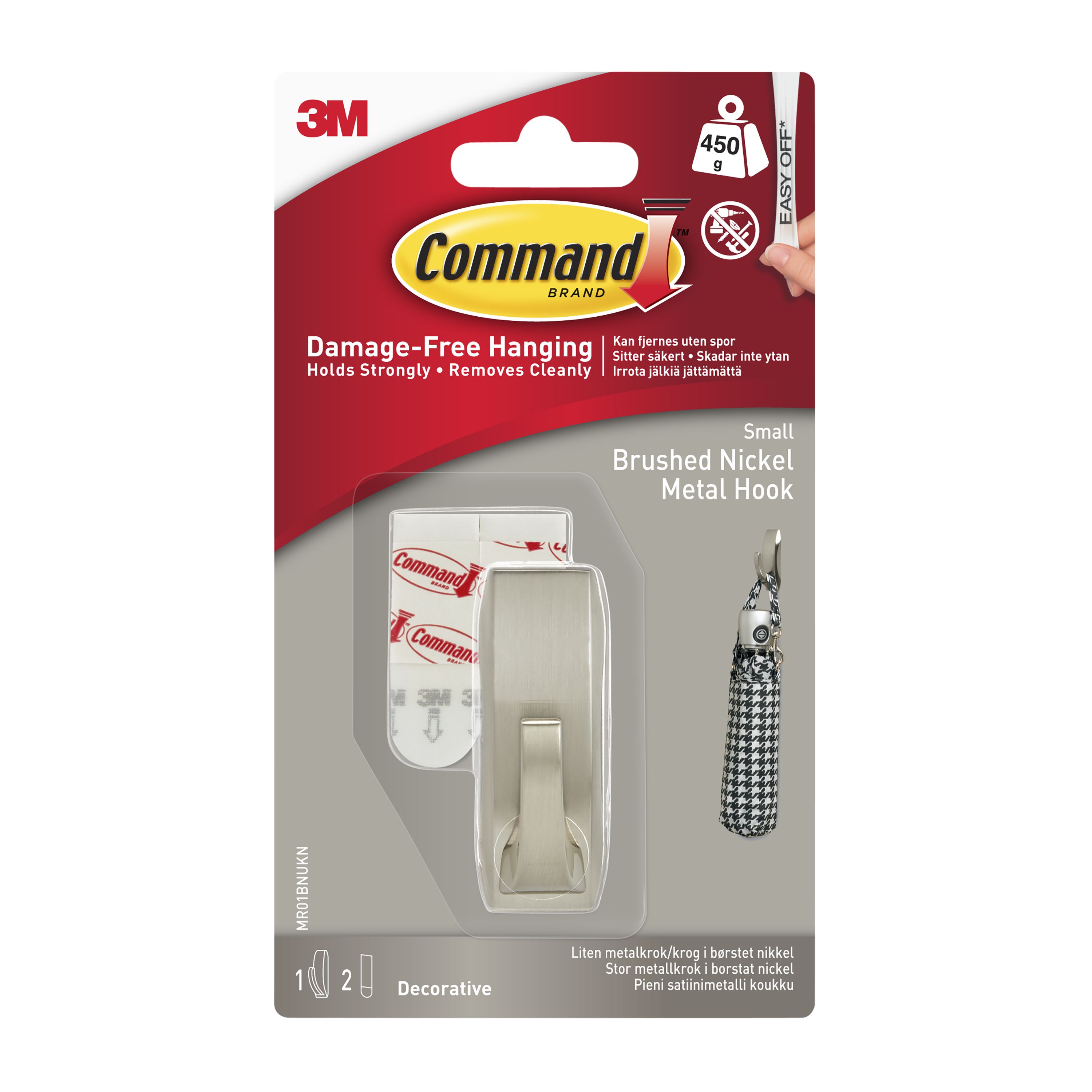 3M Command Modern Reflections Small Adhesive hook (Holds)450g