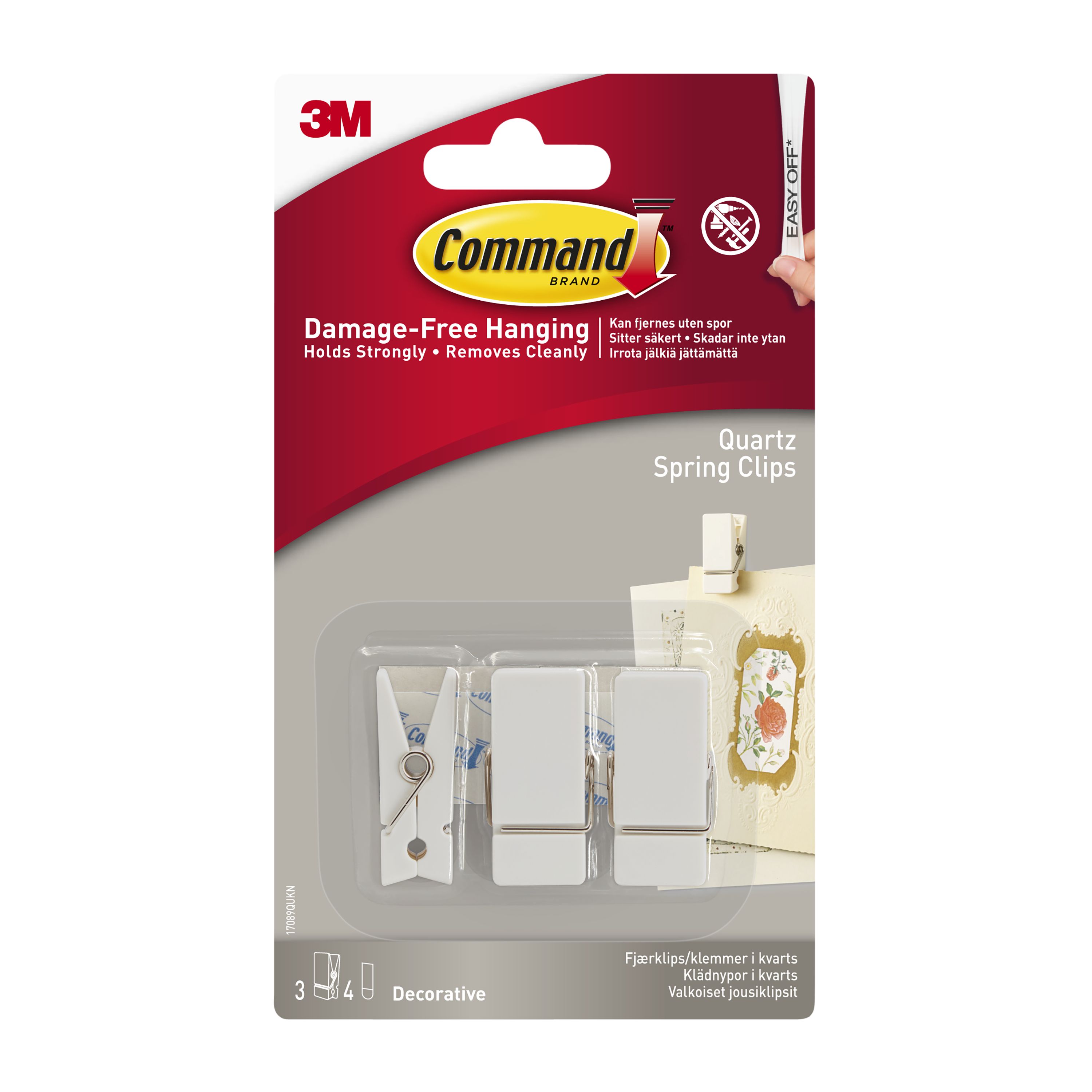 3M Command Quartz effect Adhesive clip, Pack of 3 | DIY at B&Q