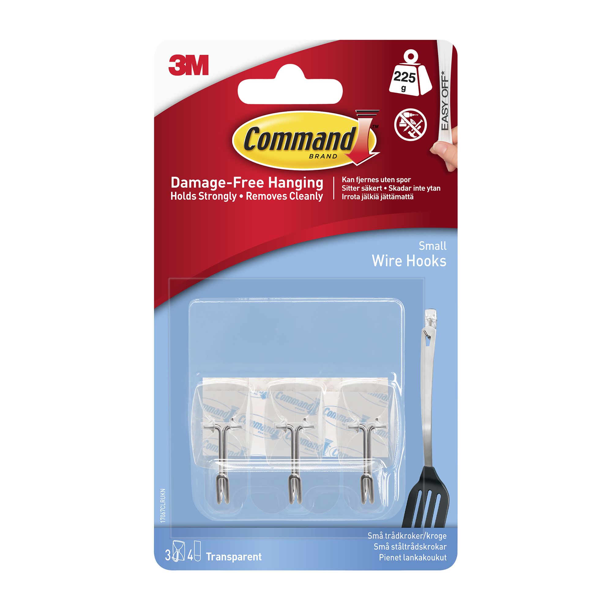 3M Command Small Clear Wire hook (Holds)0.23kg, Pack of 3 | DIY at B&Q