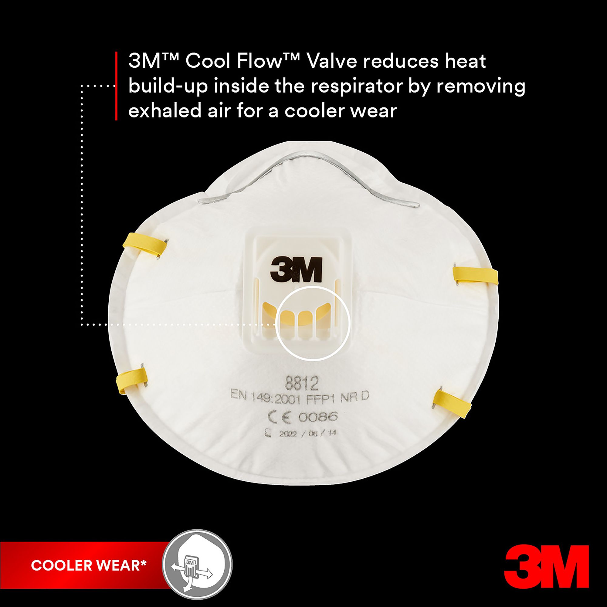 3M P1 Valved Disposable dust mask 8812, Pack of 3