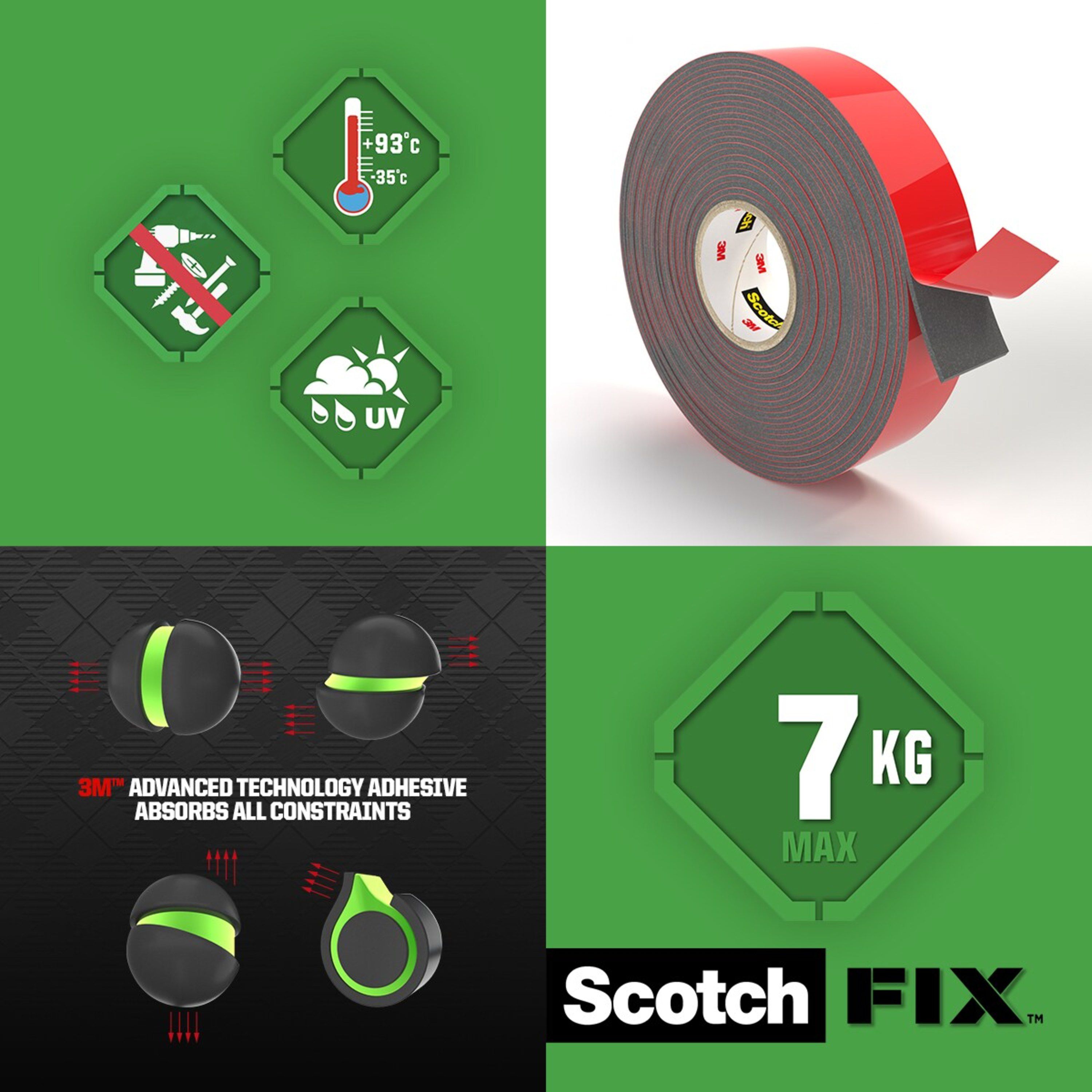 3M Scotch Fix Exterior Red Mounting Tape L 5m W 19mm