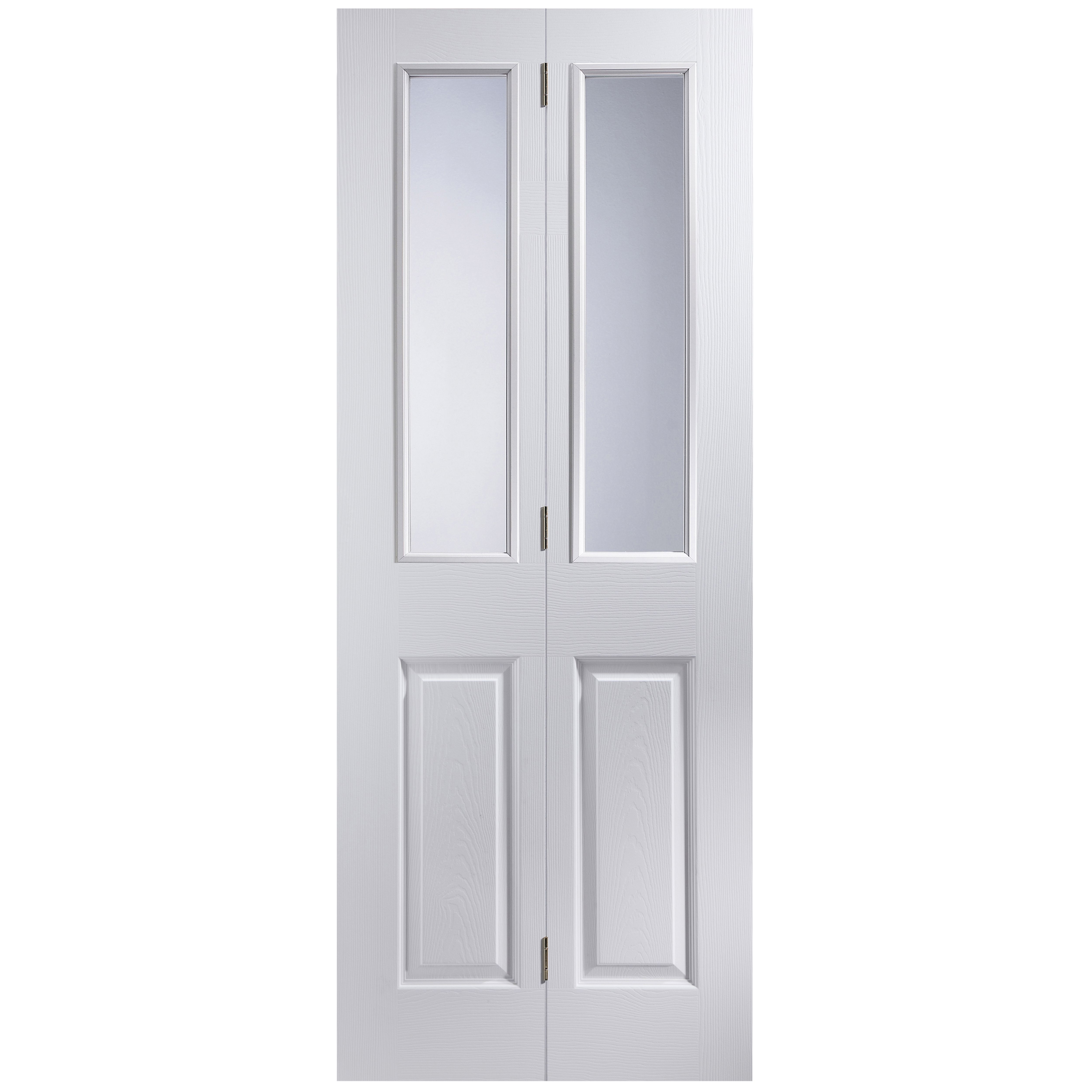 4 panel 2 Lite Glazed White Woodgrain effect Internal Bi-fold Door set ...