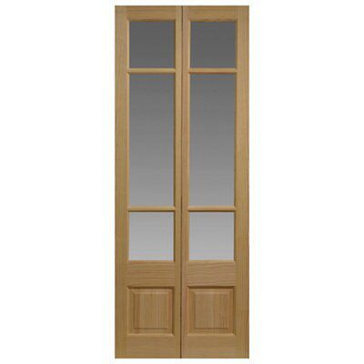 4 panel Clear Glazed Softwood Internal Bi-fold Door set, (H)1935mm (W ...