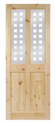 4 panel Patterned Glazed Internal Door, (H)1981mm (W)762mm (T)35mm ...