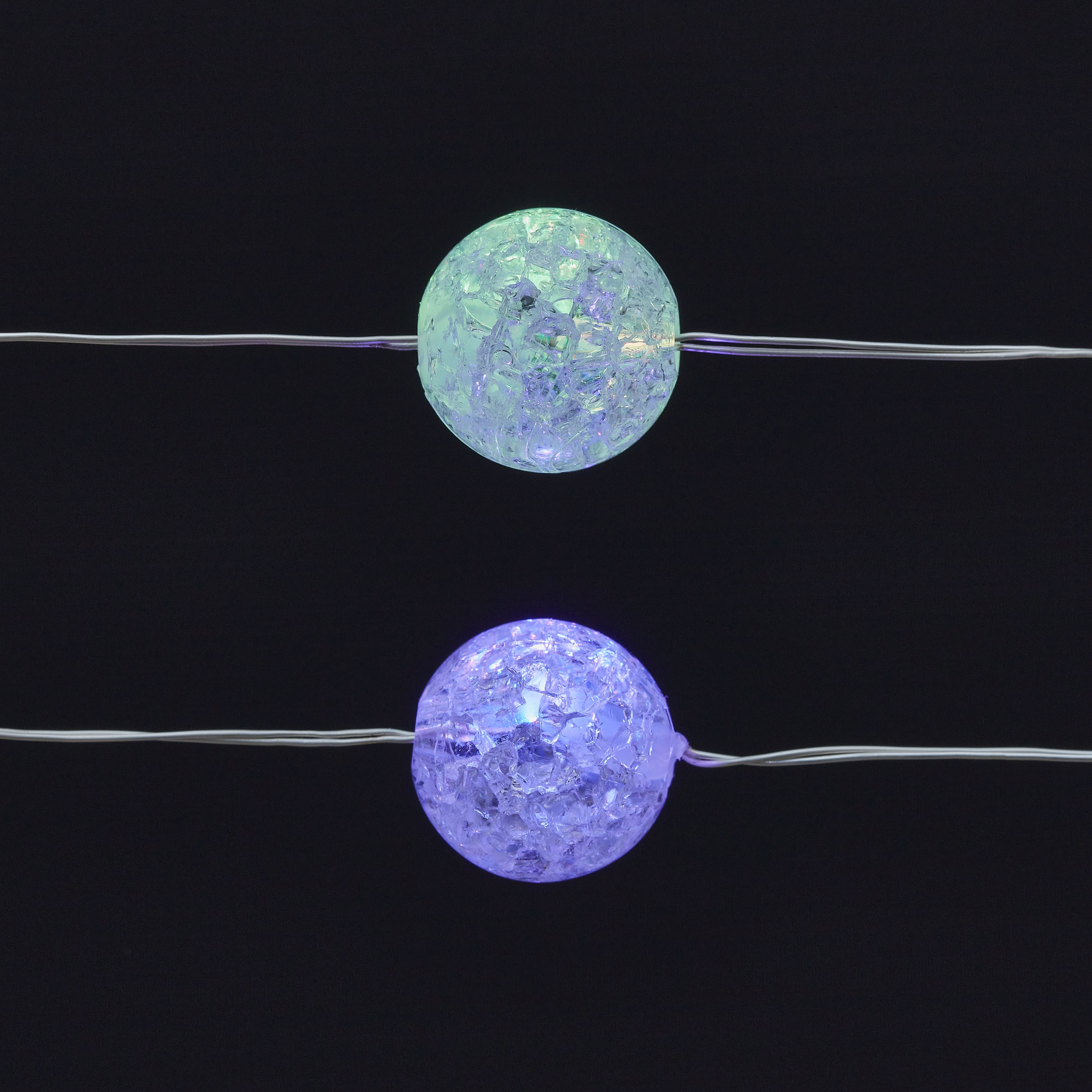 40 Colour changing Mini ball LED String lights With timer Silver cable