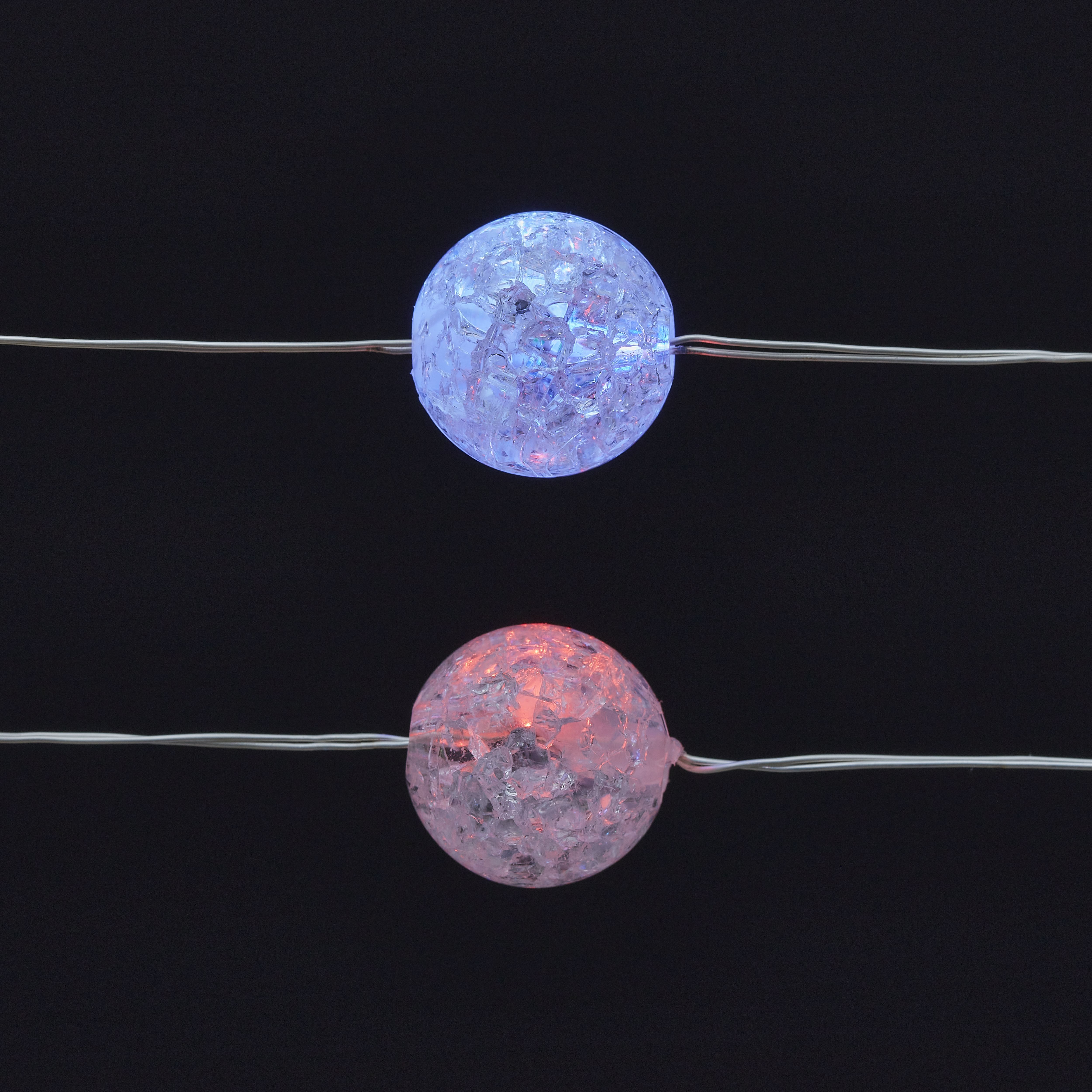 40 Colour changing Mini ball LED String lights With timer Silver cable