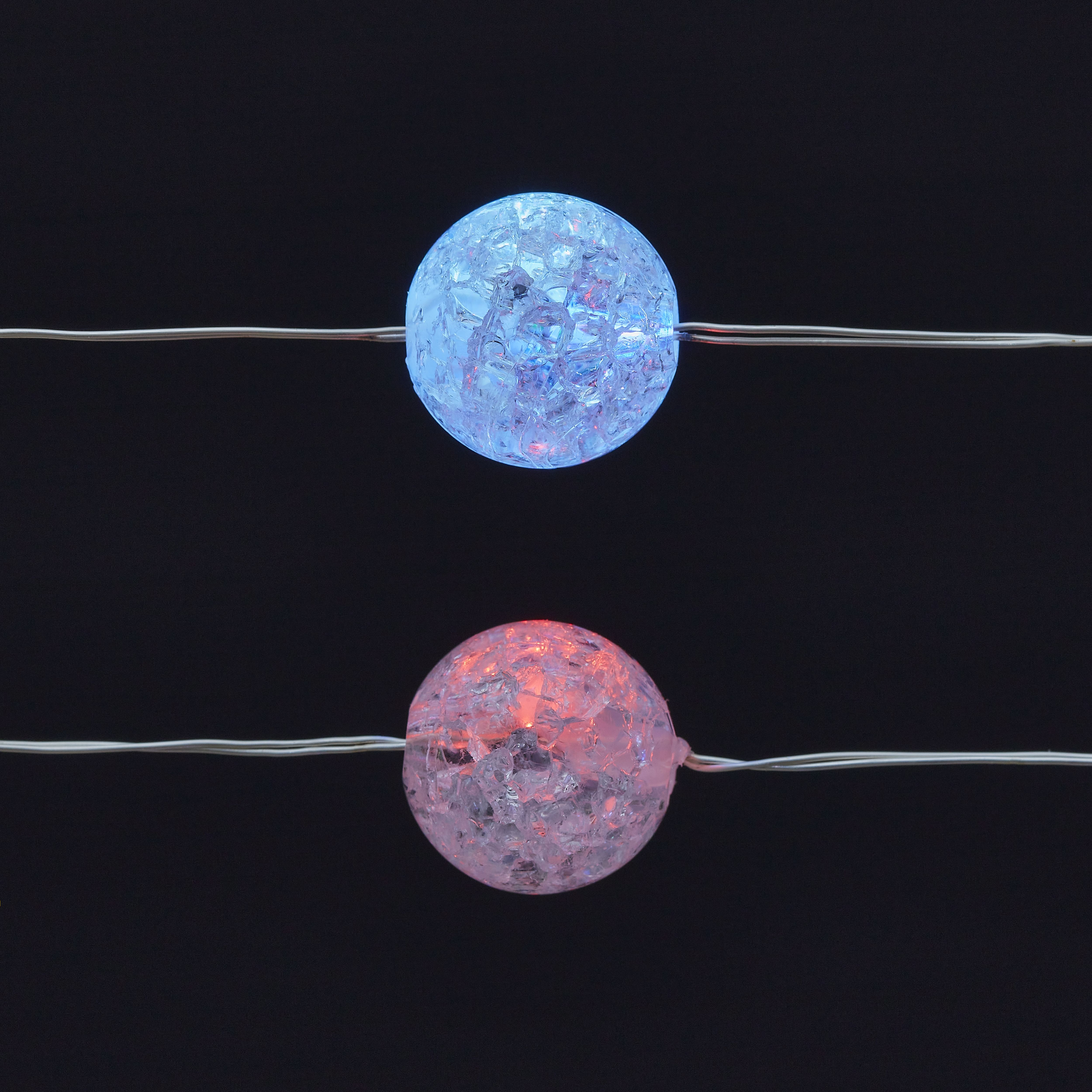 40 Colour changing Mini ball LED String lights With timer Silver cable