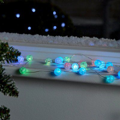 40 Colour changing Mini ball LED With timer String lights Silver cable ...