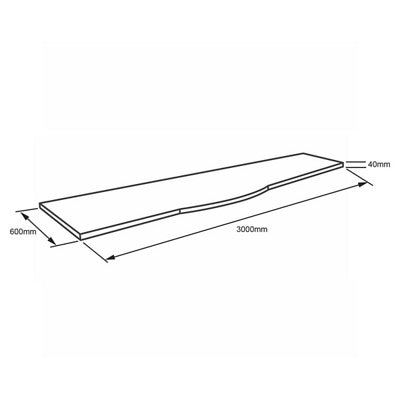 40mm Solid oak Square edge Kitchen Breakfront Worktop, (L)3000mm