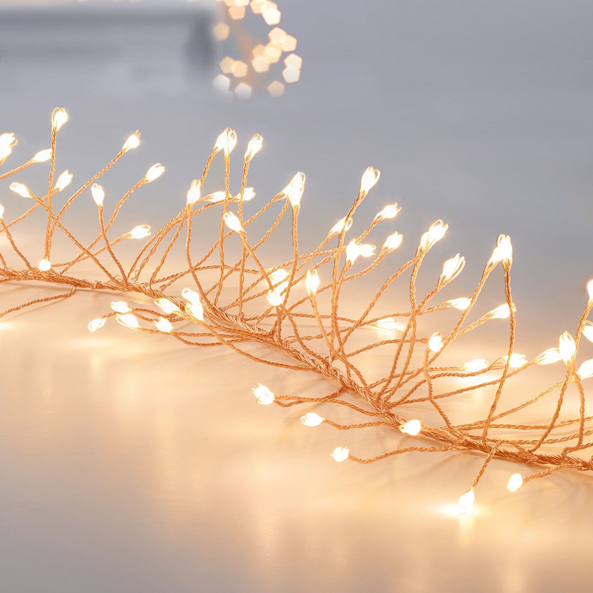 430 Warm white Garland LED Cluster string light with Clear & silver ...
