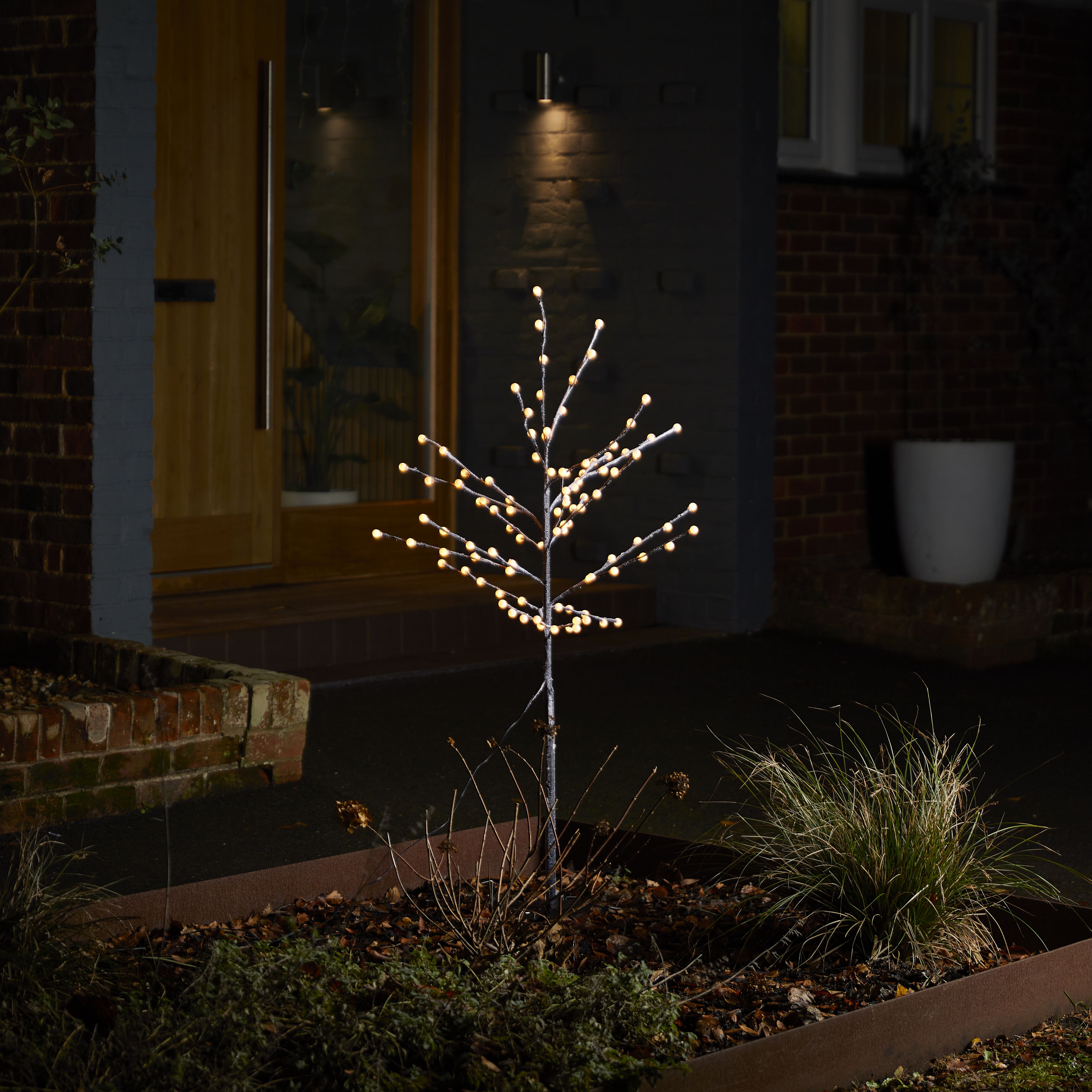 4ft Black Pre-lit Warm white LED Christmas berry tree | DIY at B&Q