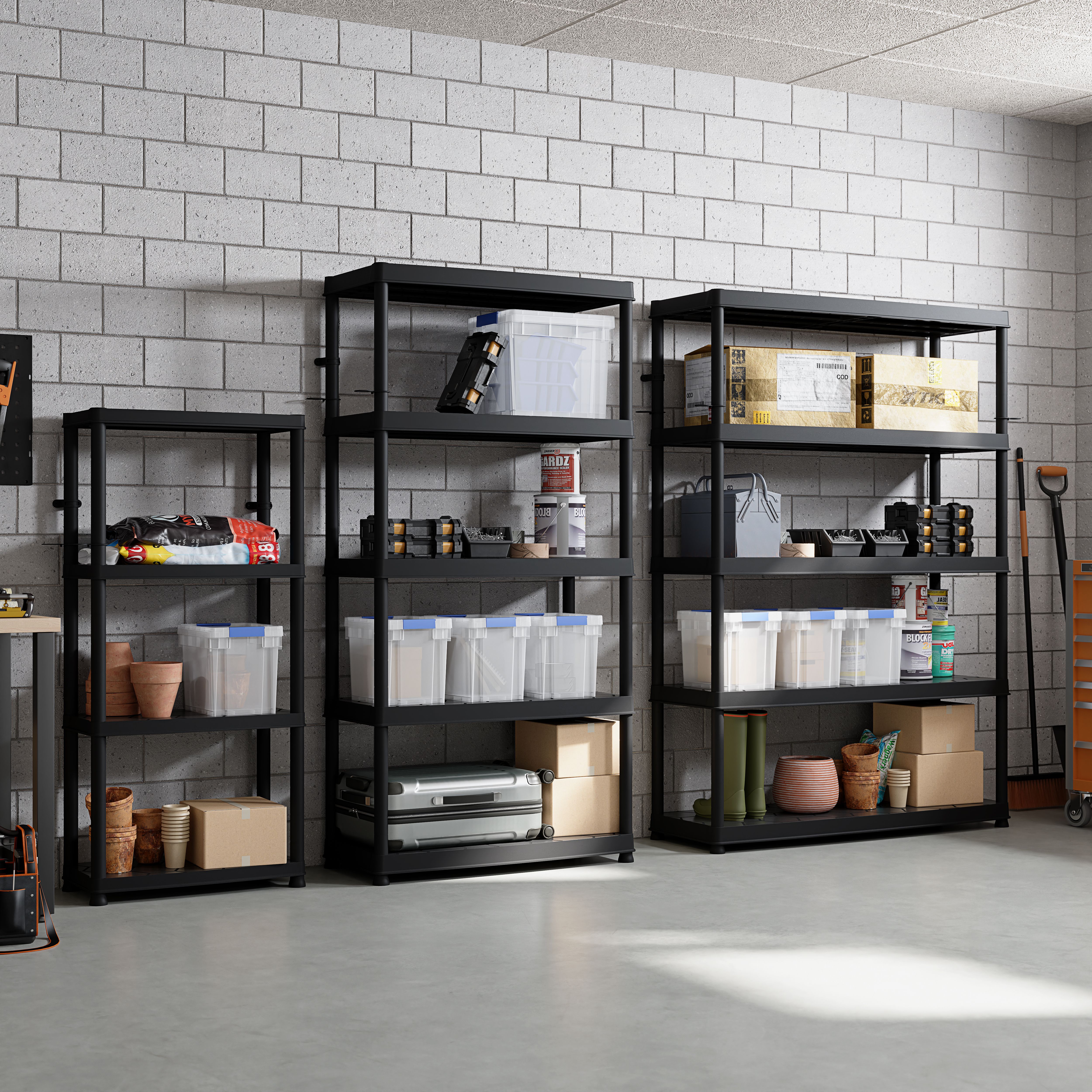 5 shelf Plastic Shelving unit (H)1900mm (W)850mm (D)400mm