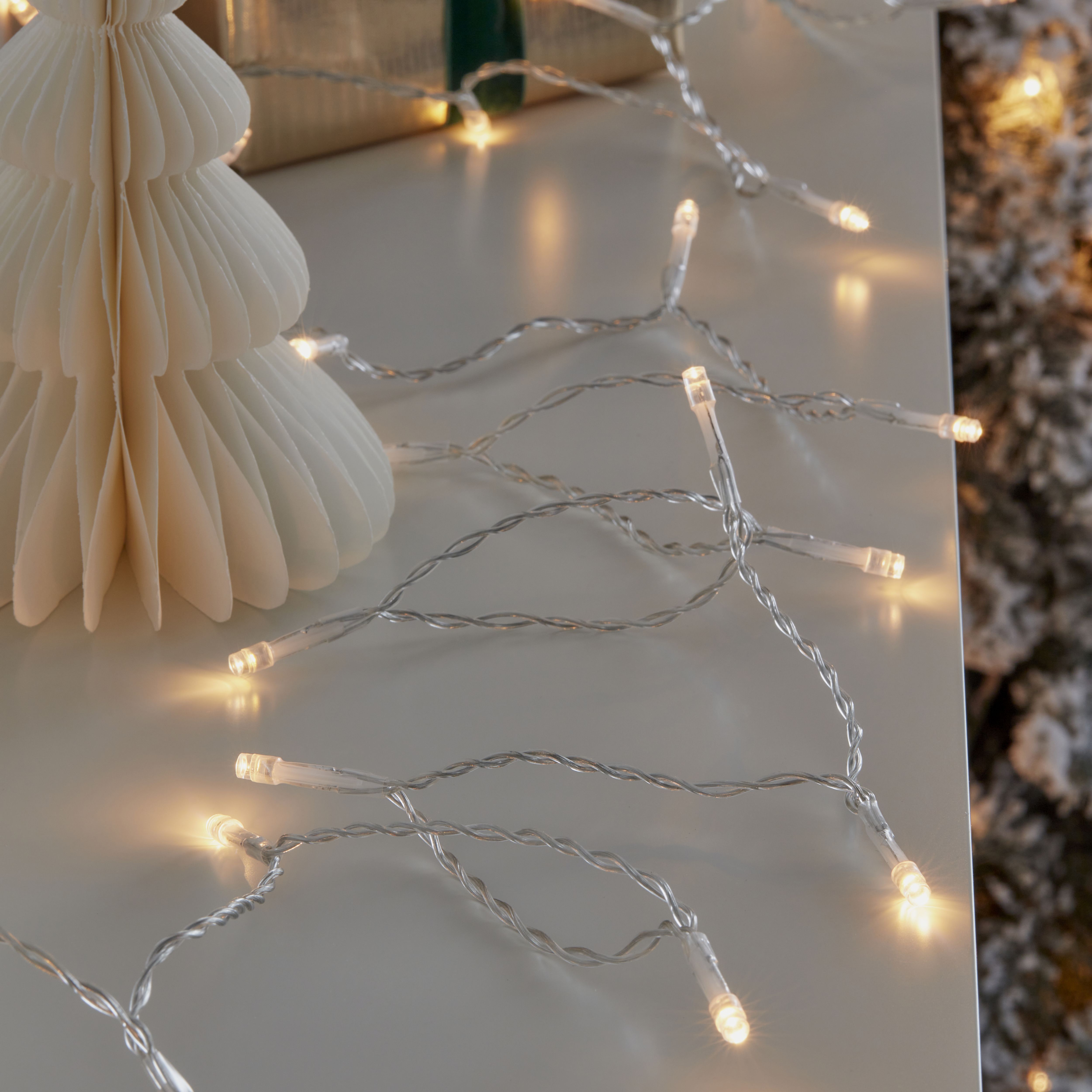50 Warm white LED String lights With timer function Clear cable
