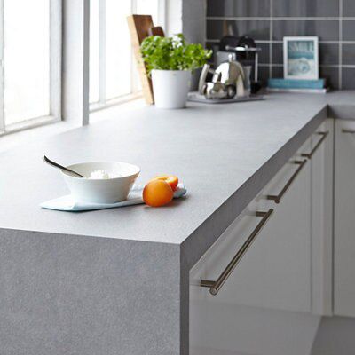 50mm Tectonica Grey Laminate Square edge Kitchen Worktop, (L)3000mm