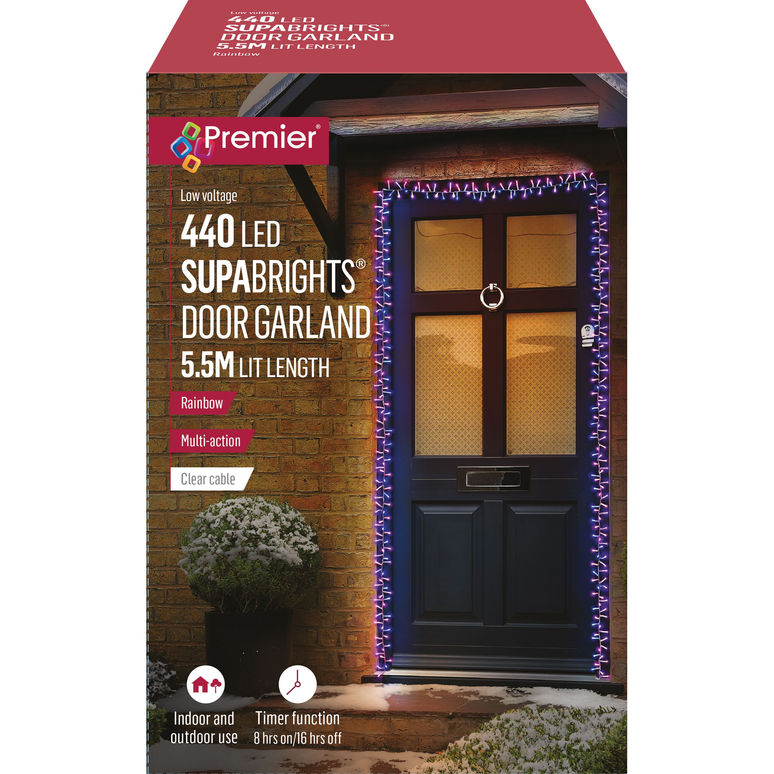 5500mm Supabright door Pre-lit Garland - Rainbow