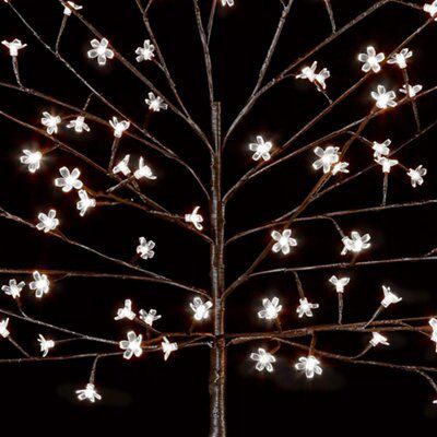 5ft White LED Cherry blossom Pre-lit Christmas berry tree | DIY at B&Q