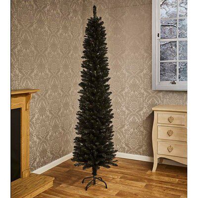 6.5ft Black pencil pine Artificial Christmas tree | DIY at B&Q