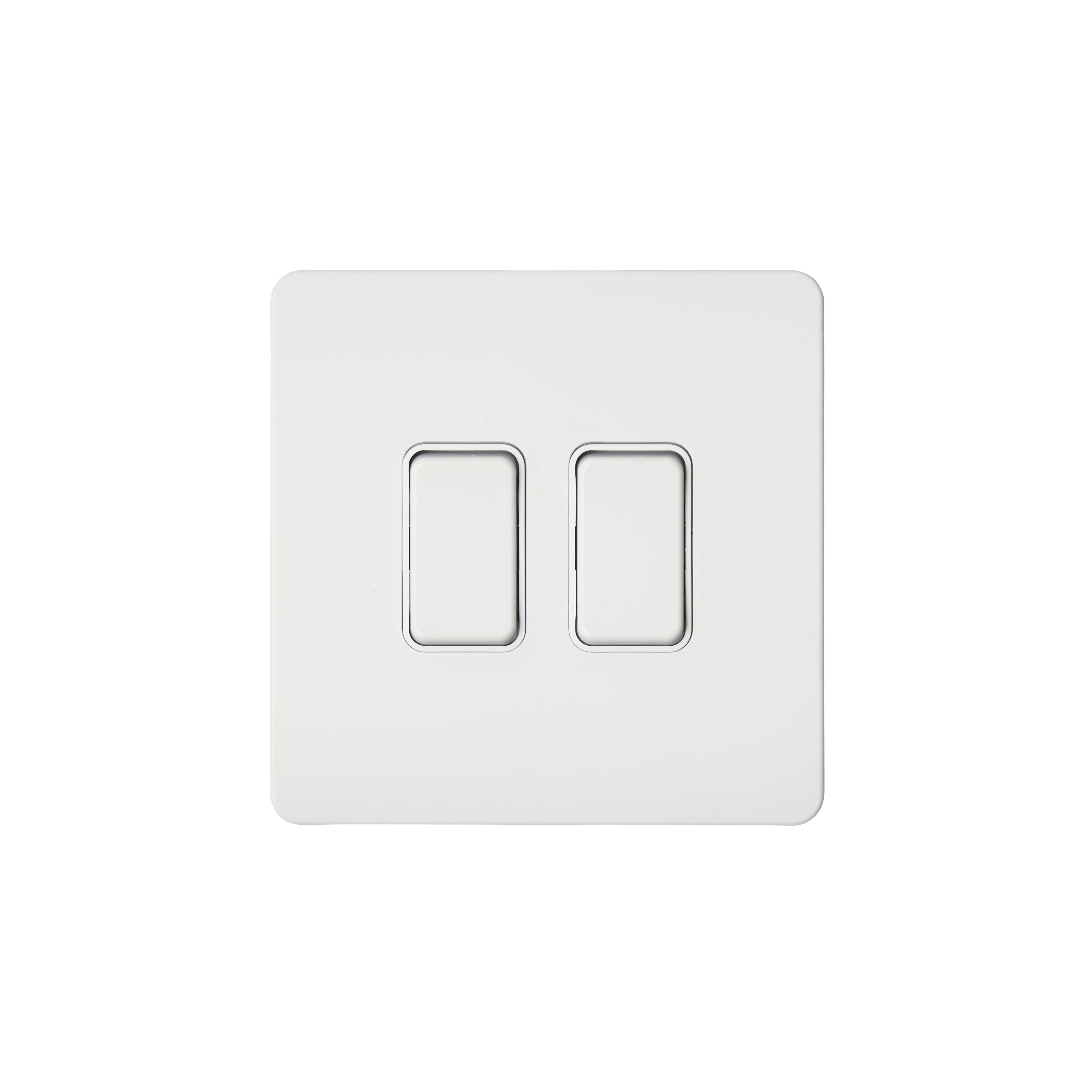 6A 2 way 2 gang Retractive switch Kinetic Matt White