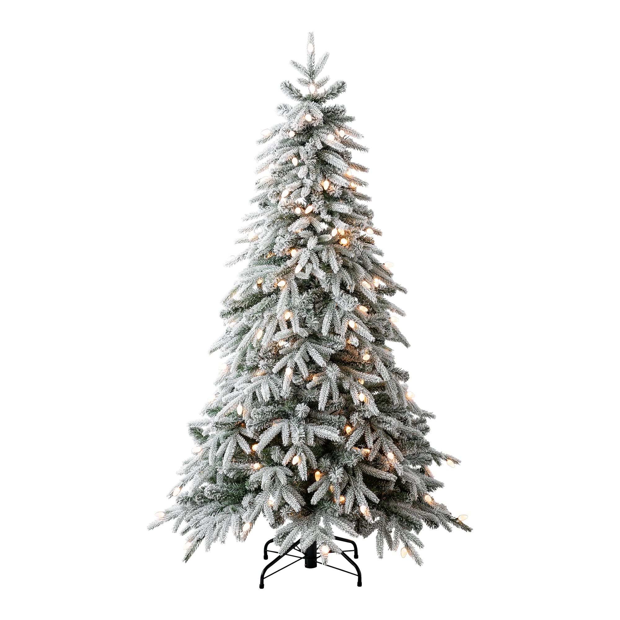6ft Full Octanis Warm white LED Pre-lit Flocked effect Artificial ...
