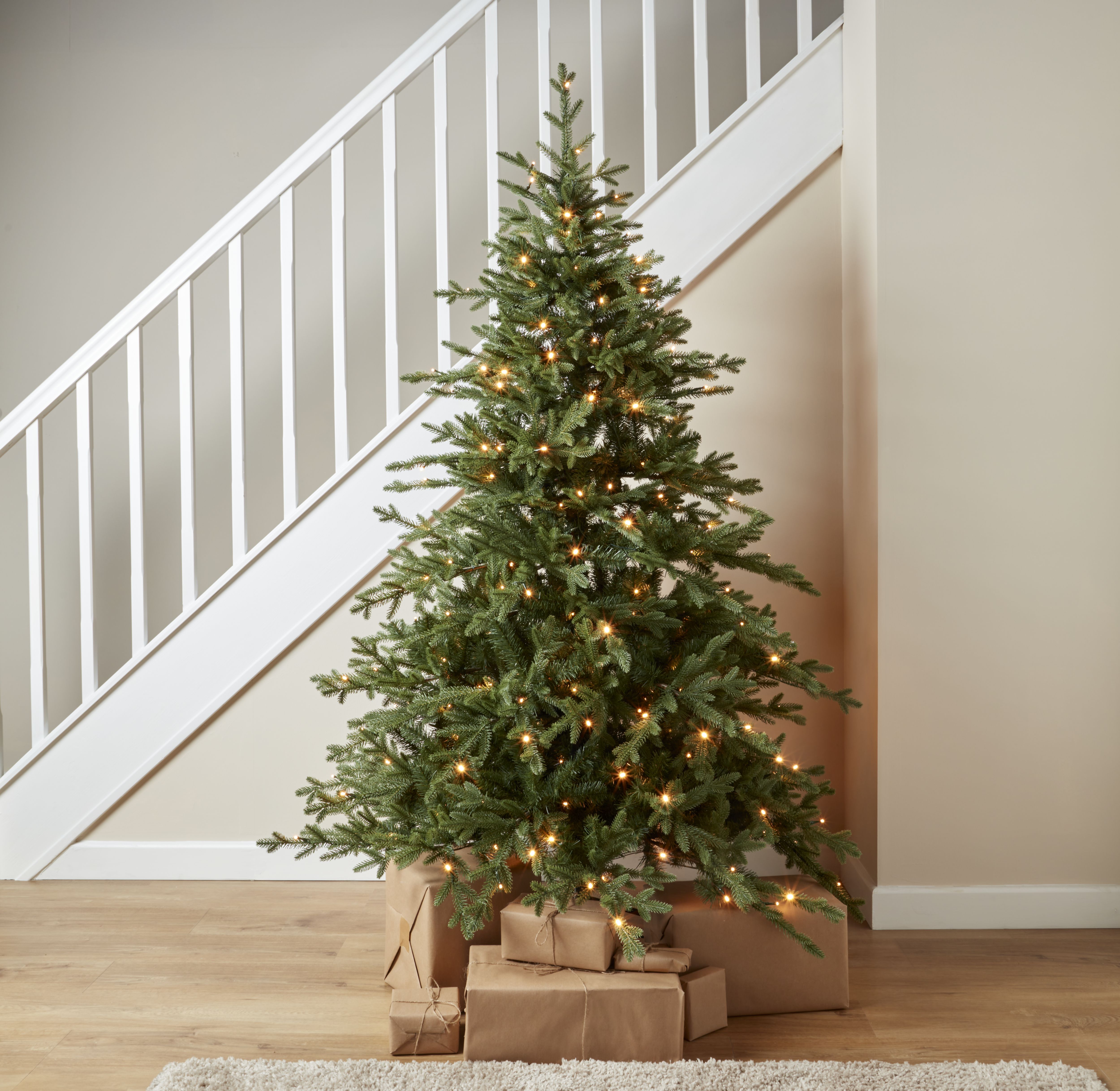 6ft Full Thetford Warm white LED Natural Pre lit Artificial christmas tree