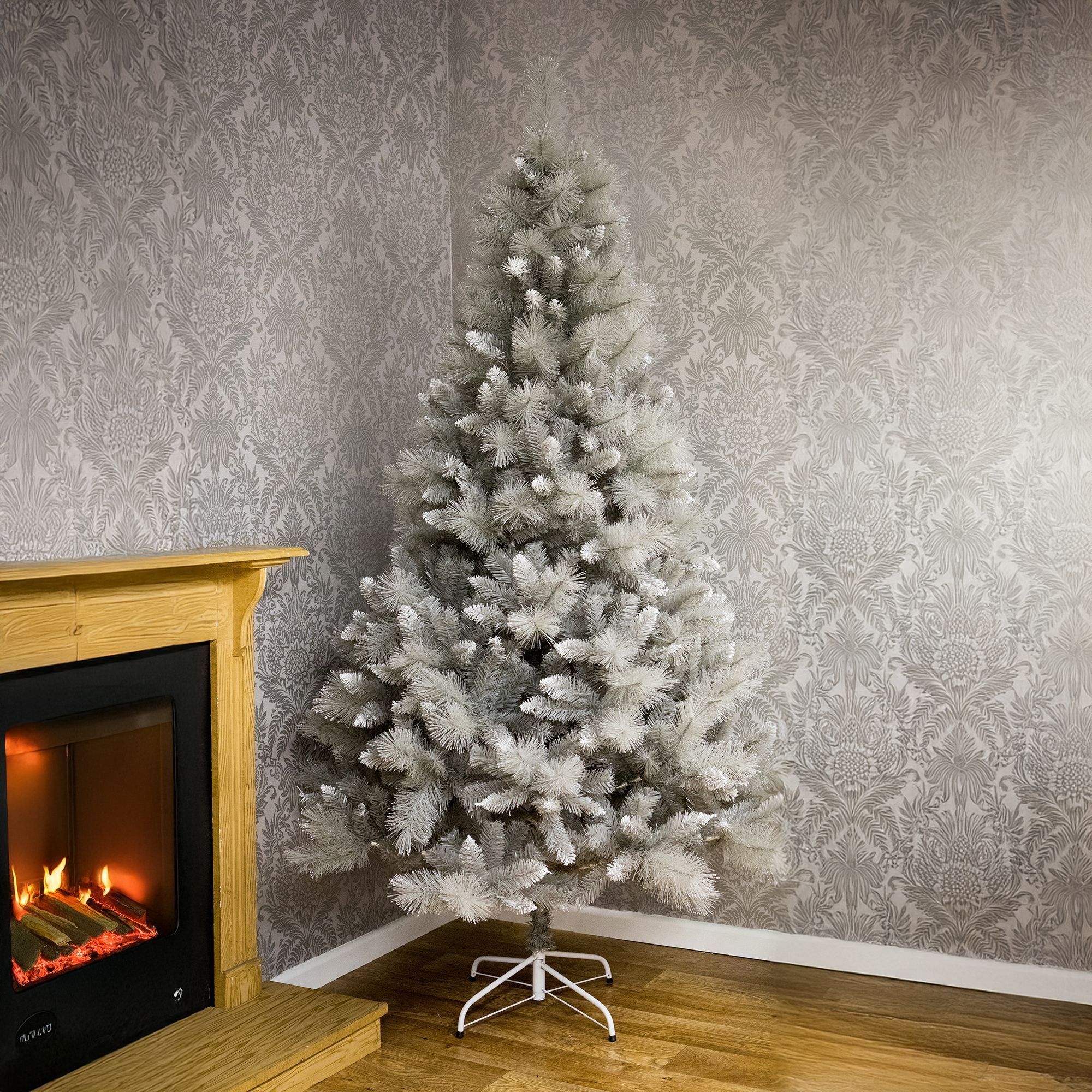 6ft Silver tipped Fir Hinged Full Artificial Christmas tree - Grey